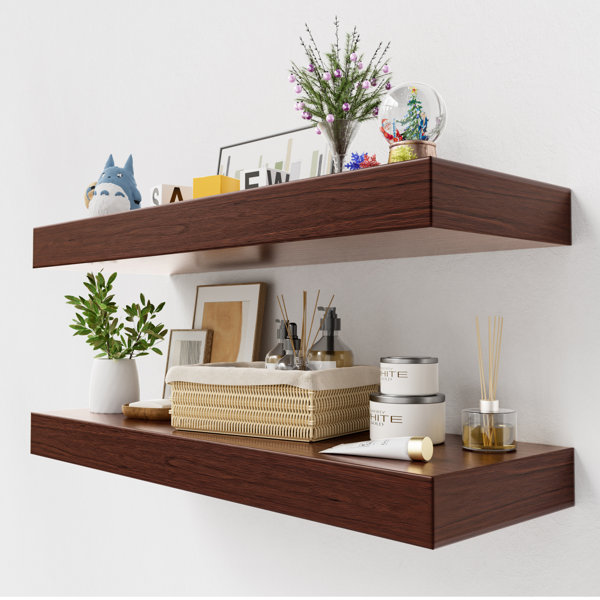 Millwood Pines Friesen 2 Piece Painted Wood Floating Shelves, Bathroom ...