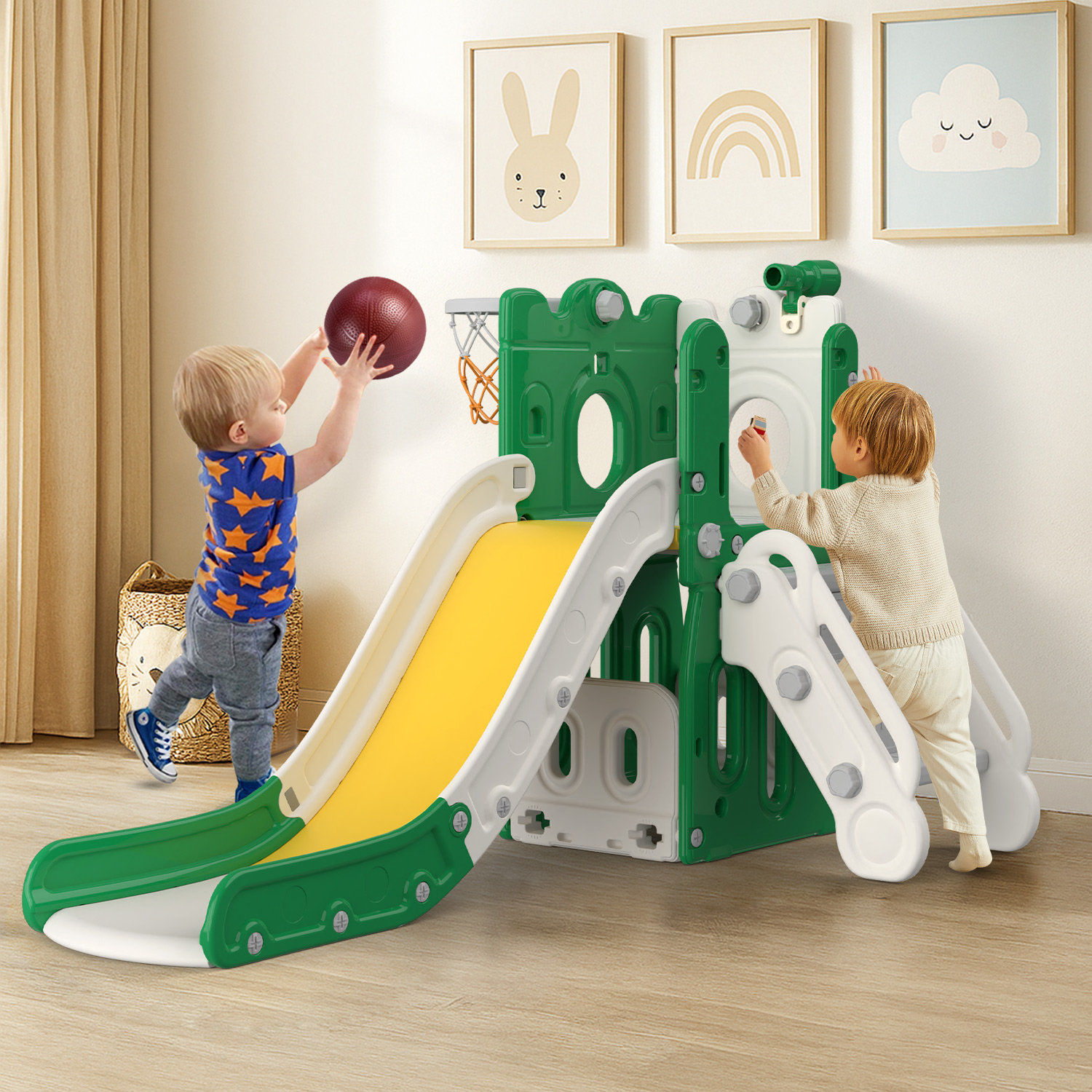 Suteck 7 in 1 Kids Slide, Toddler slide with Climber Outdoor Indoor ...