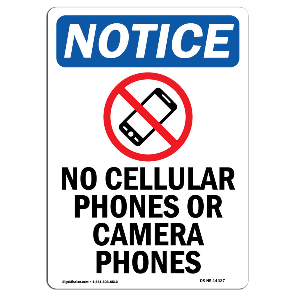 SignMission OSHA Notice - No Cellular Phones Sign With Symbol | Heavy ...