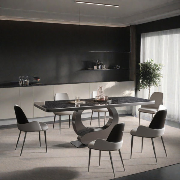Pakloer Italian style home rectangular dining table sets | Wayfair