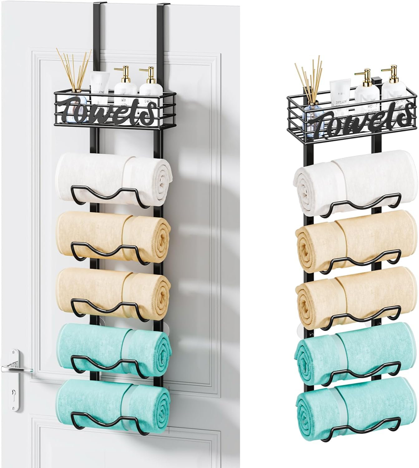 AZOPIR Over Door Towel Rack 6 Tier Over The Door Towel Racks Wall Mount ...