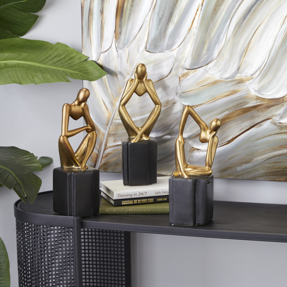 CosmoLiving by Cosmopolitan Porcelain Ceramic Sitting Thinker People ...