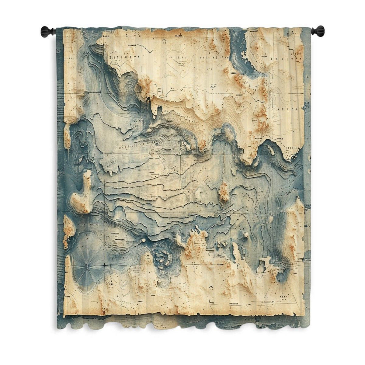 Loon Peak Ancient map Window Curtains, Geography Blockout & Sheer ...