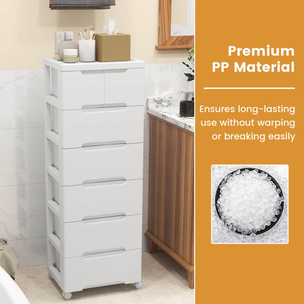 Inbox Zero 2 Pcs 7-drawer Plastic Rolling Storage Cart With 4 Universal ...