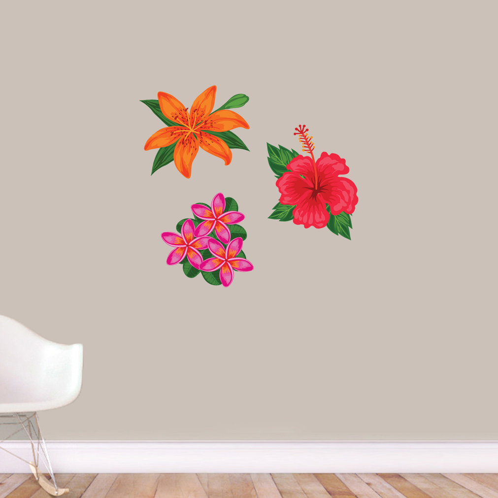 Bay Isle Home™ 3 Piece Tropical Flowers Wall Decal Set | Wayfair