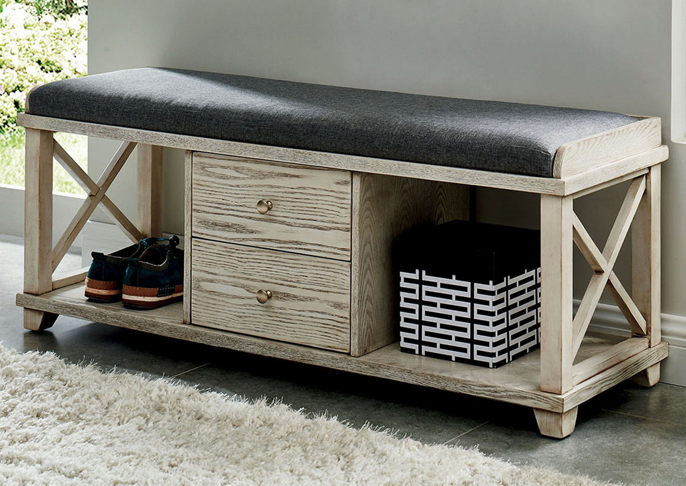 Gracie Oaks Severin Drawer Storage Bench | Wayfair
