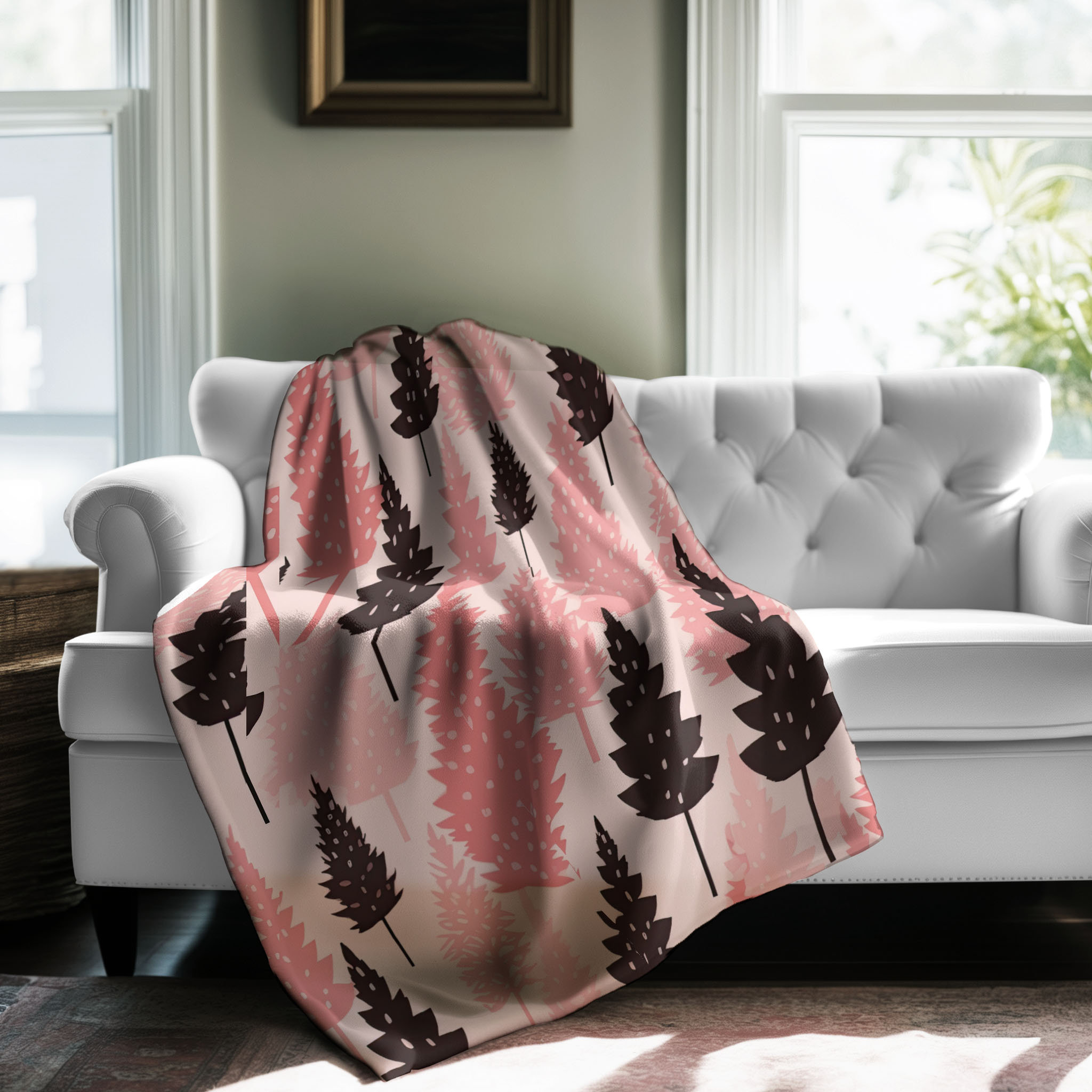MentionedYou Pink Fir Forest - 1 Piece Premium Sherpa Blanket Throw ...