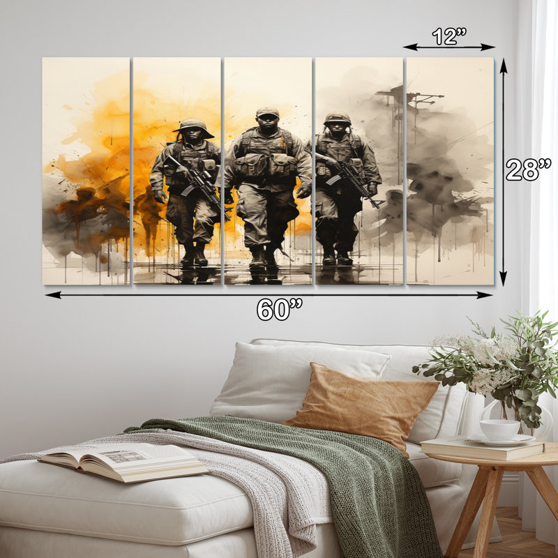 DesignArt Army Camaraderie in Arms II - Army Metal Wall Decor Set | Wayfair