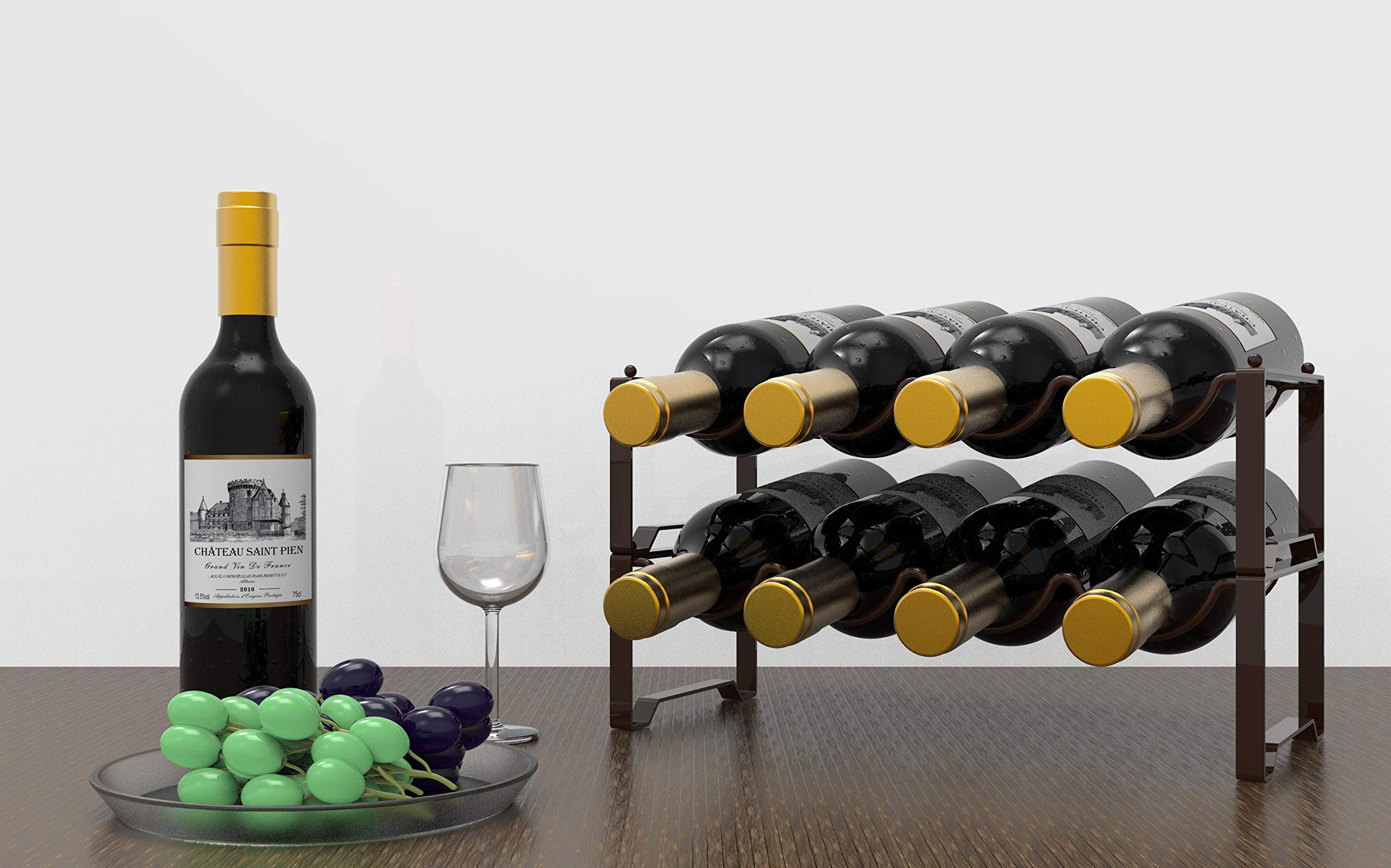 Prep & Savour 2-Tier Stackable Wine Rack, Metal Bottle Organizer Wine ...