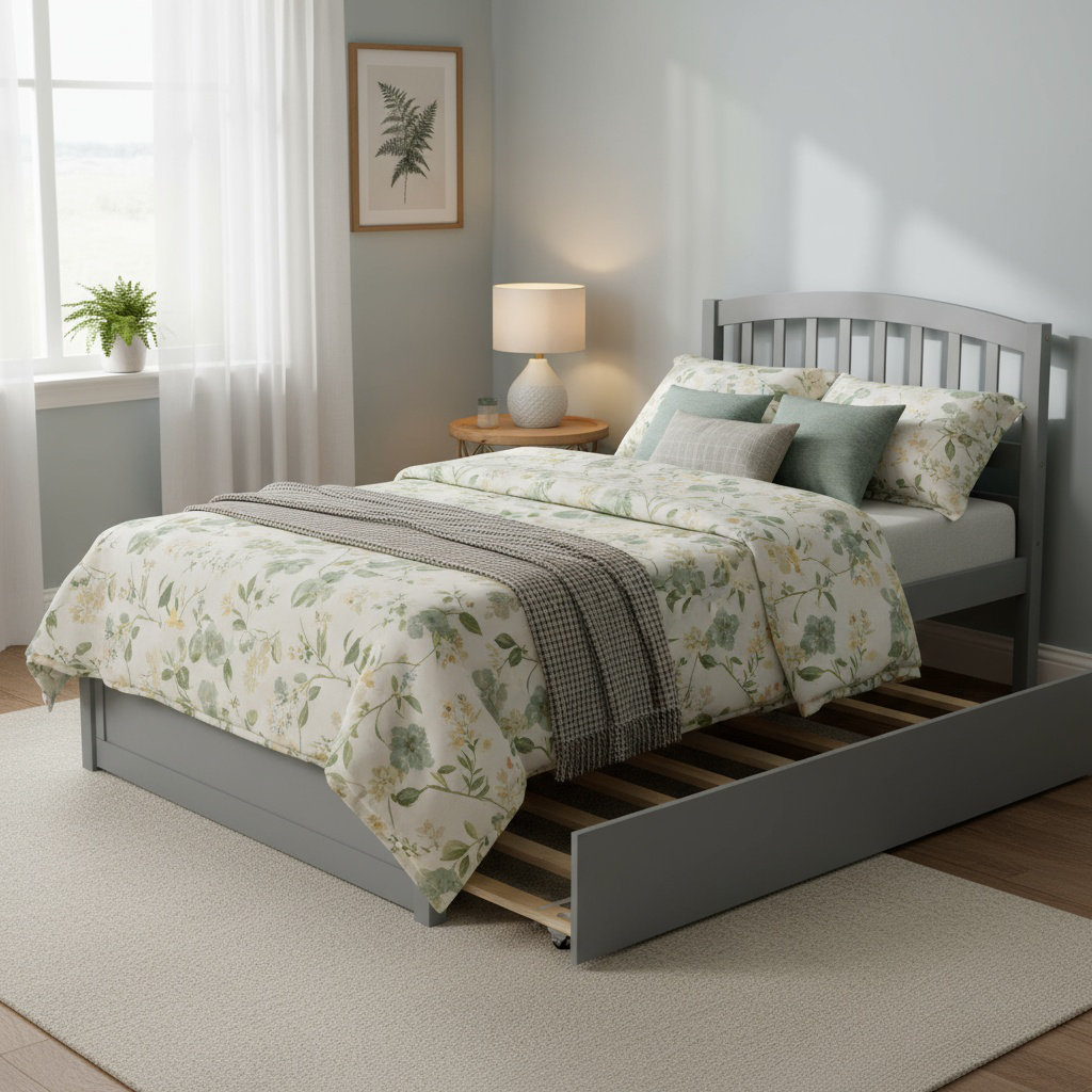 Red Barrel Studio® Twin Bed Frame With Trundle, Wooden Platform Bed ...