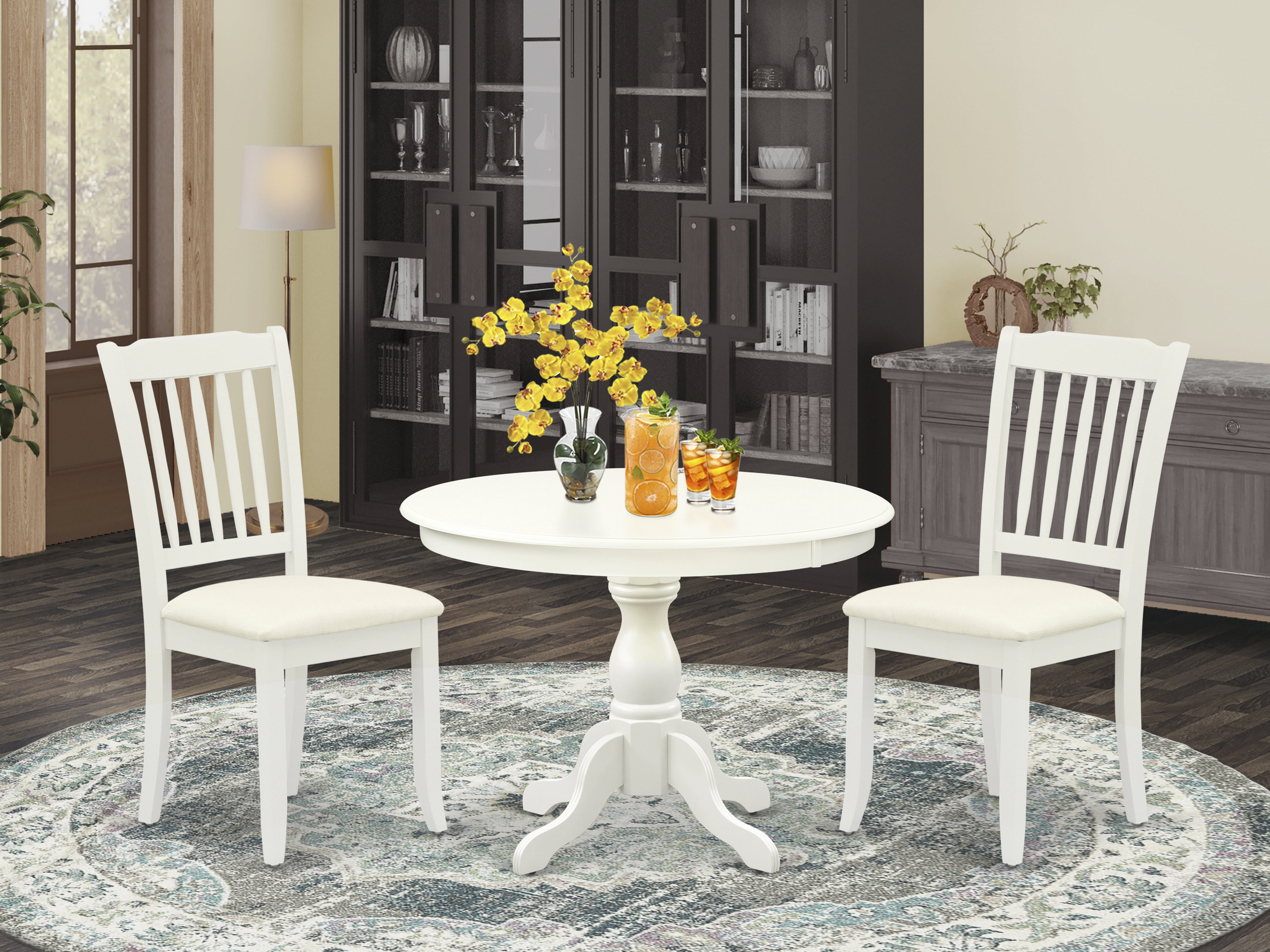 Canora Grey Linen White Finish Solid Wood Top - Dining Room Set | Wayfair
