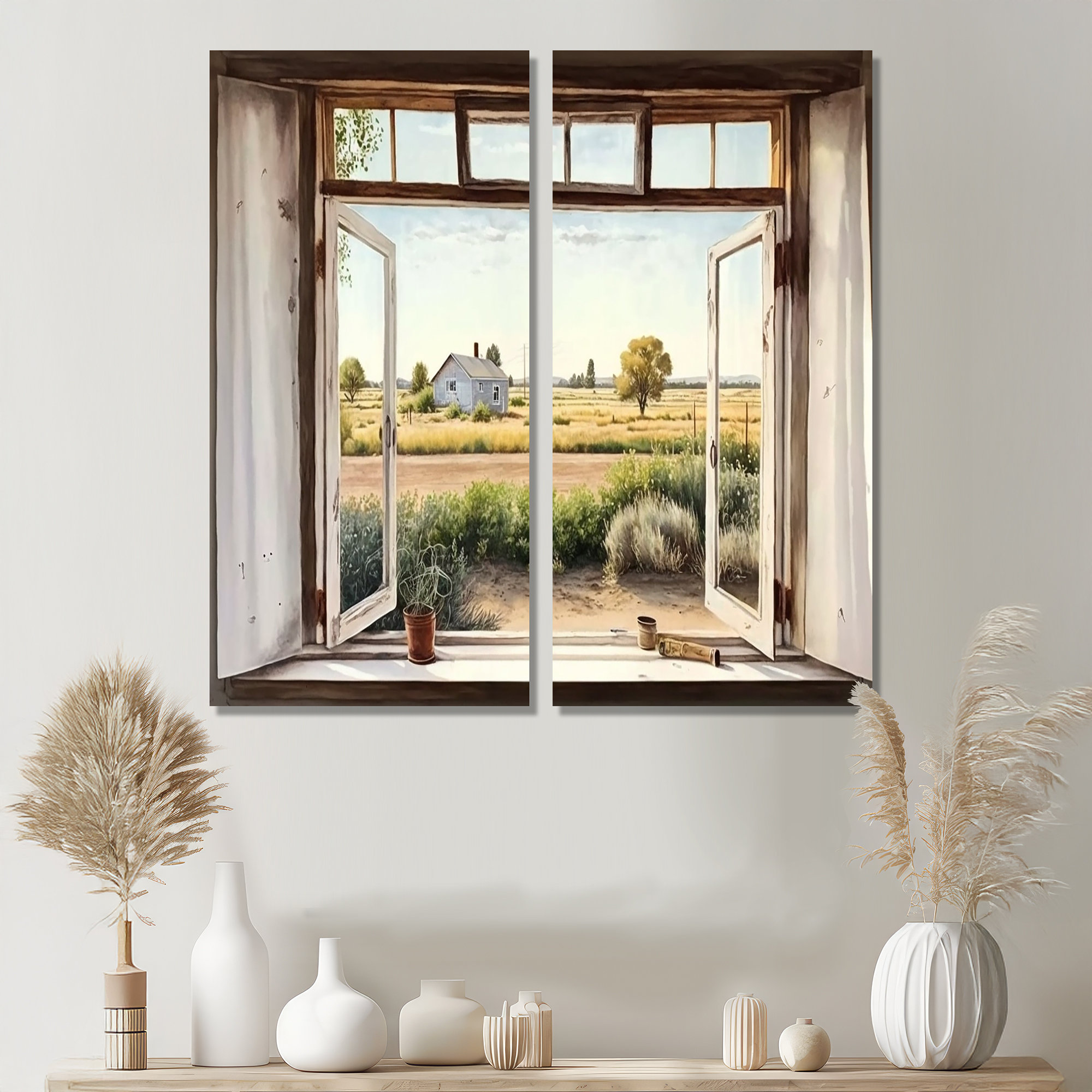 Design Art Window To Landscape Views I - Farm Farm Landscape Wall Art ...