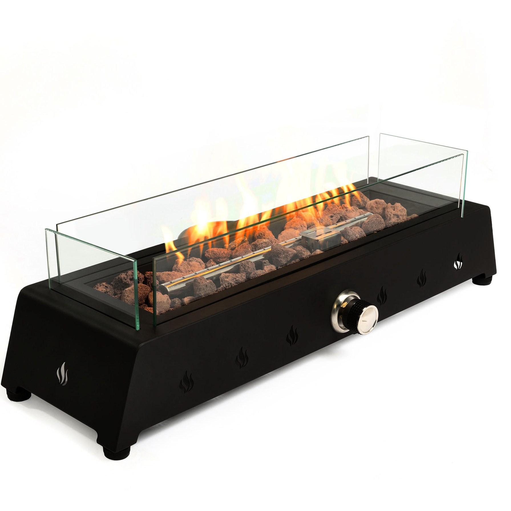 Wrought Studio™ 28 Inch Outdoor Fire Pit With Lava Rocks And Windshield ...