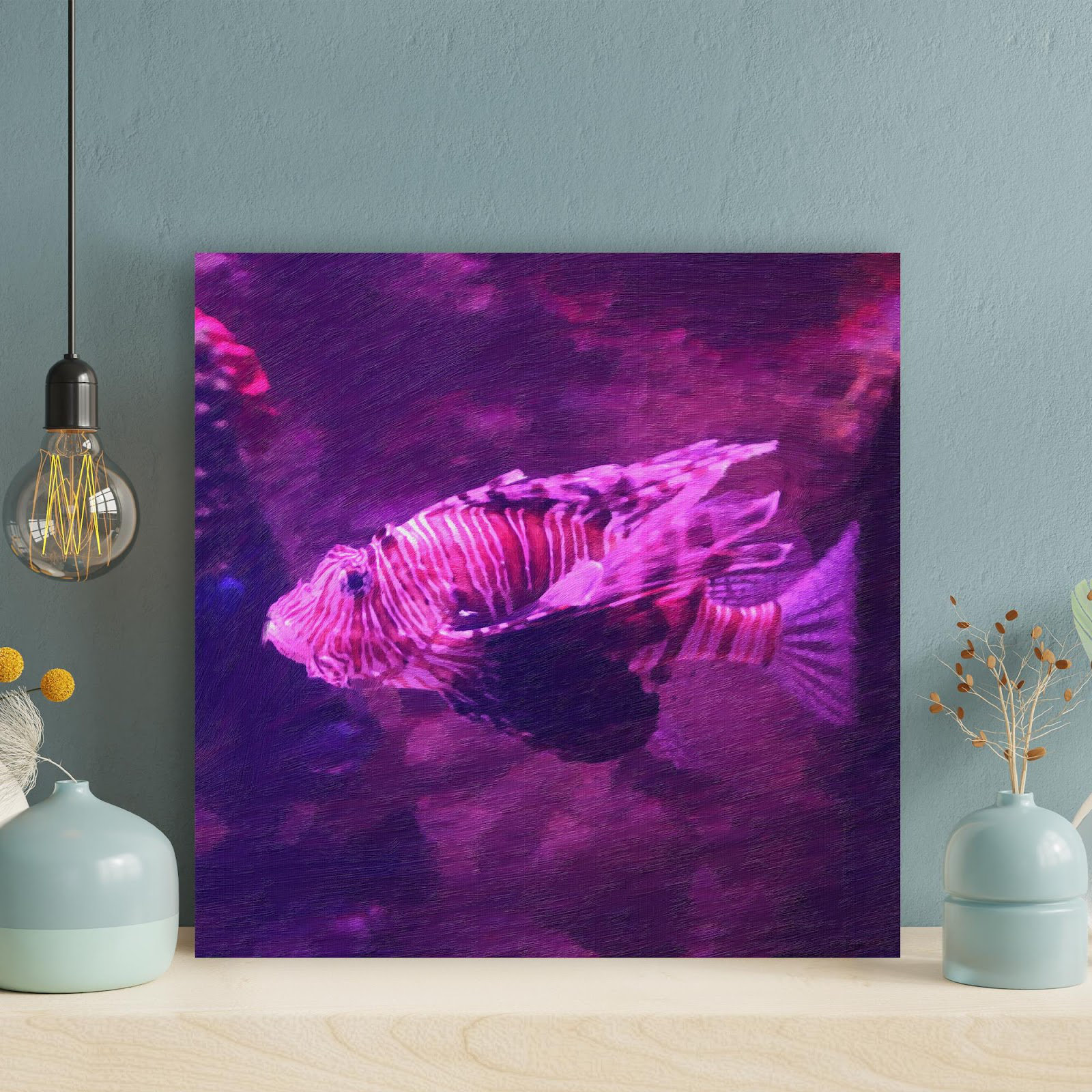 Rosecliff Heights A Lionfish Under Pink Neon Lights - Wrapped Canvas ...