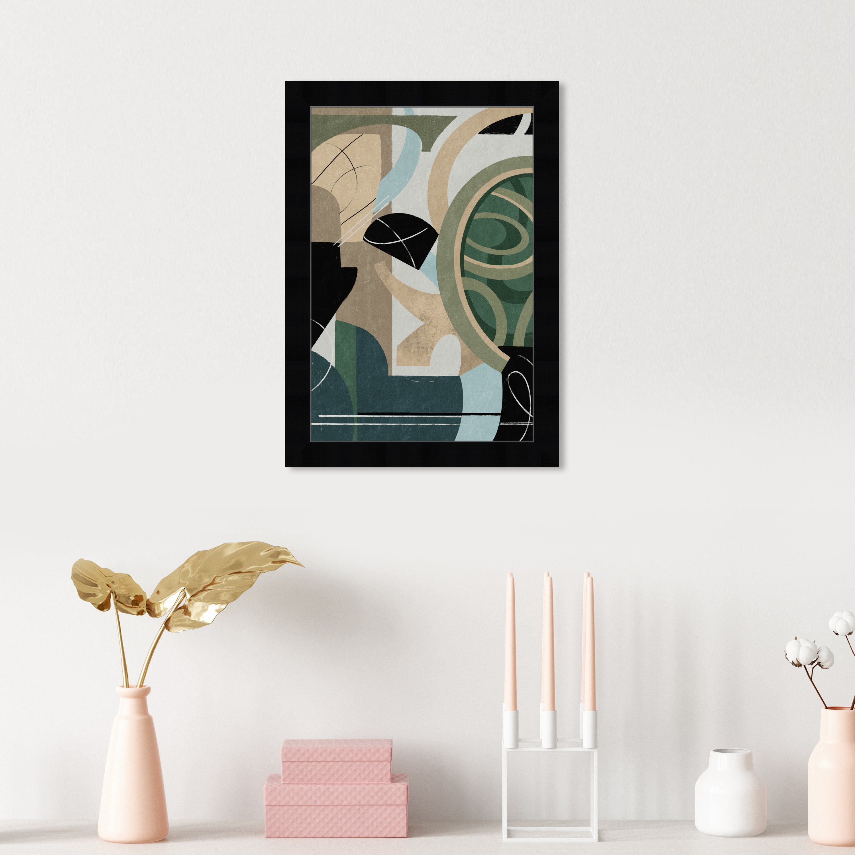 Oliver Gal Geometric Cubist Texture Framed Canvas Art Print For Living ...