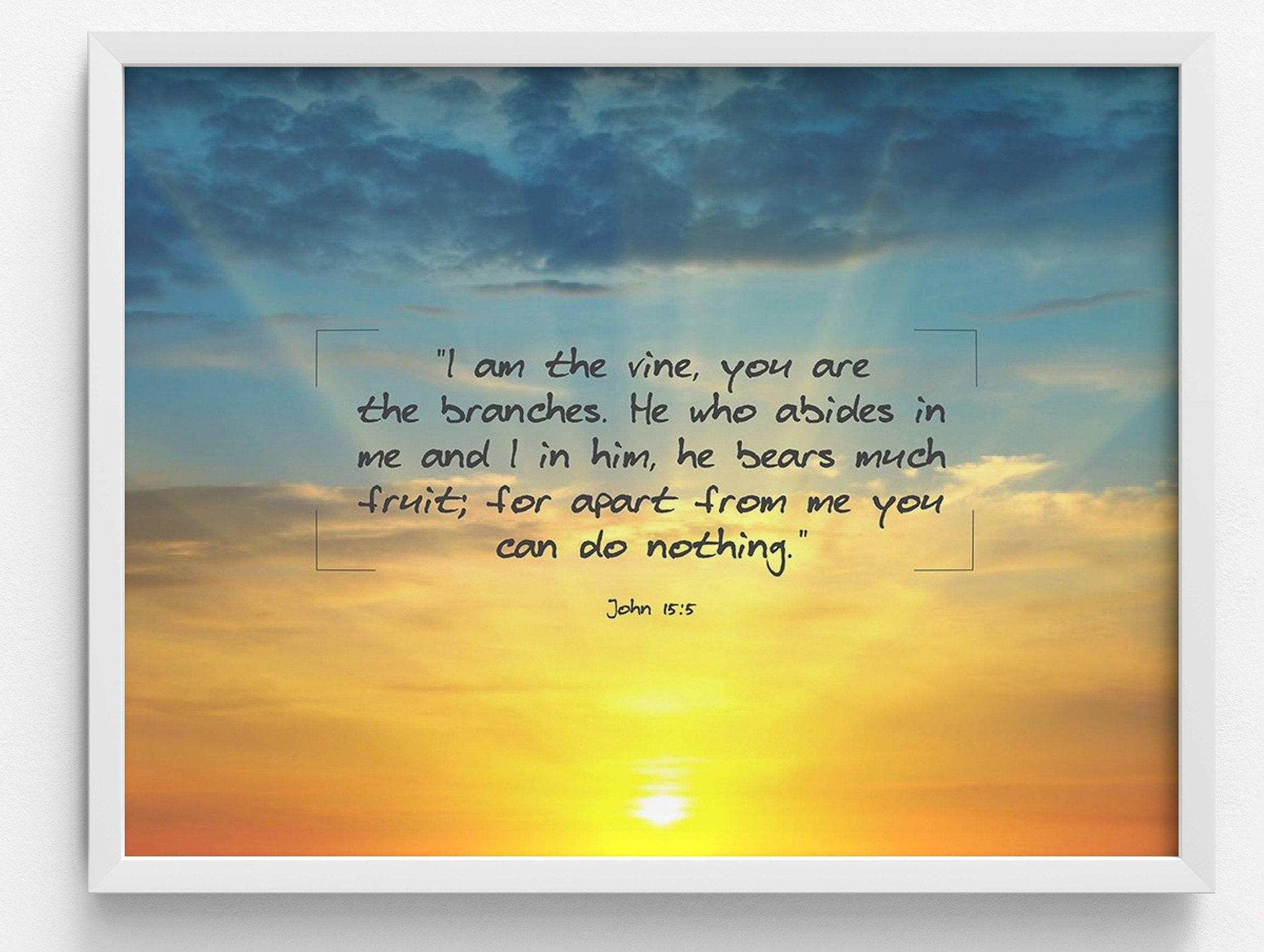 WeFrameArt Bible Verse Quote John 15:5, Sunset Landscape Poster Print ...