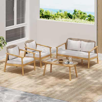 Nfusion Douglas Outdoor 4-Piece Acacia Wood Conversation Set | Wayfair