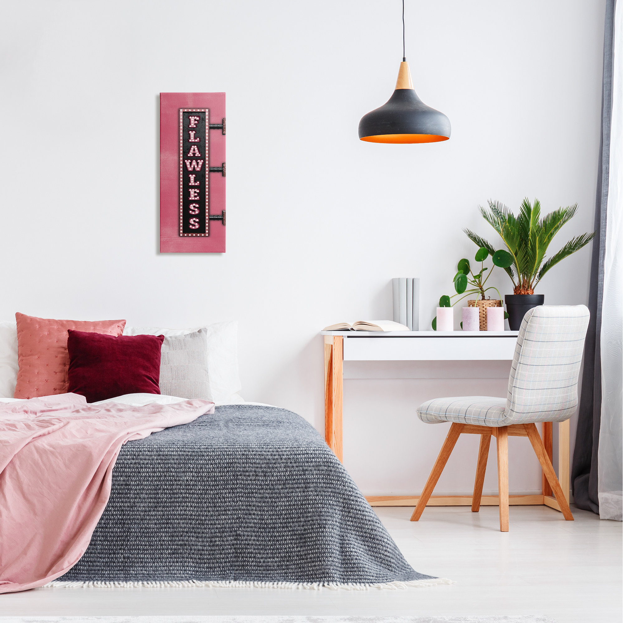 Stupell Industries Pink Flawless Retro Lights Sign - Wrapped Canvas ...