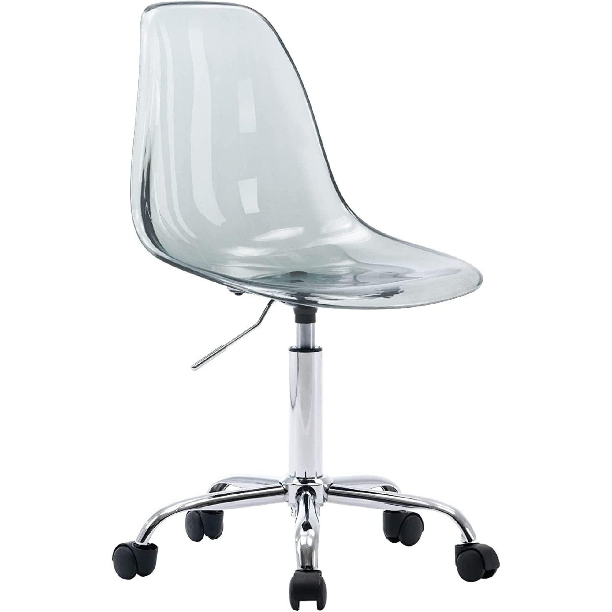 Ivy Bronx Clear Desk Chair, Acrylic Rolling Chair Armless Vanity Swivel ...