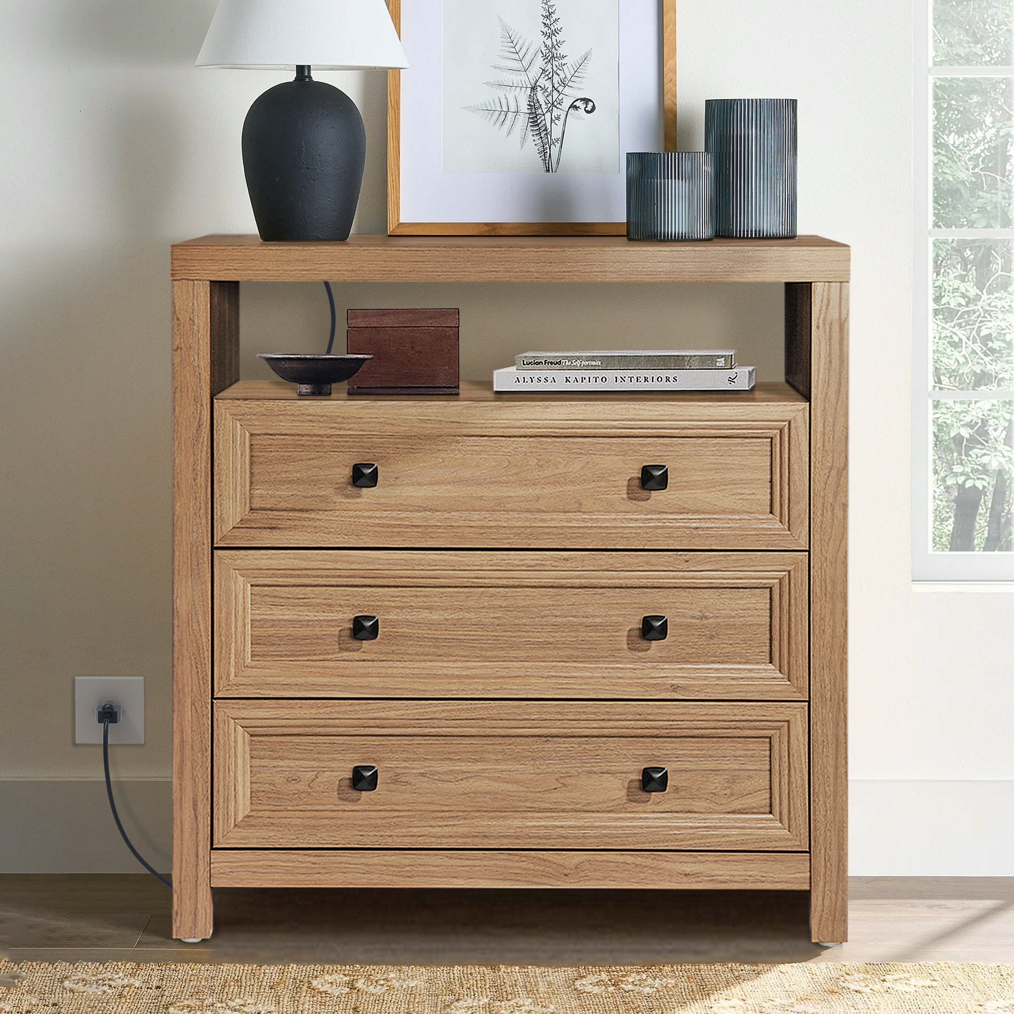 Charlton Home® Geonte 3-Drawer Dresser 31.5"W Single Dresser, Heavy ...