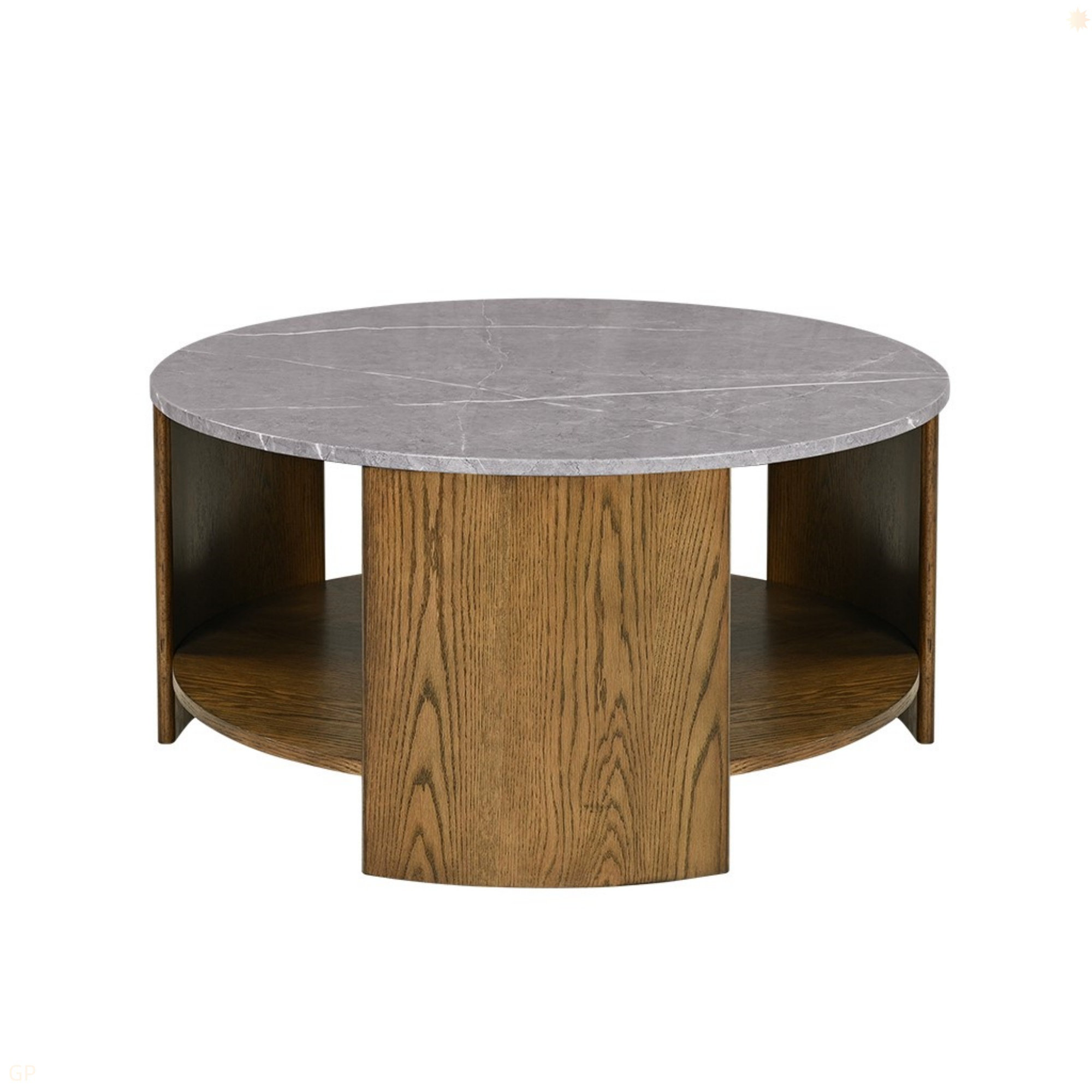 Latitude Run® Round Mixed Material Coffee Table With Shelf | Wayfair