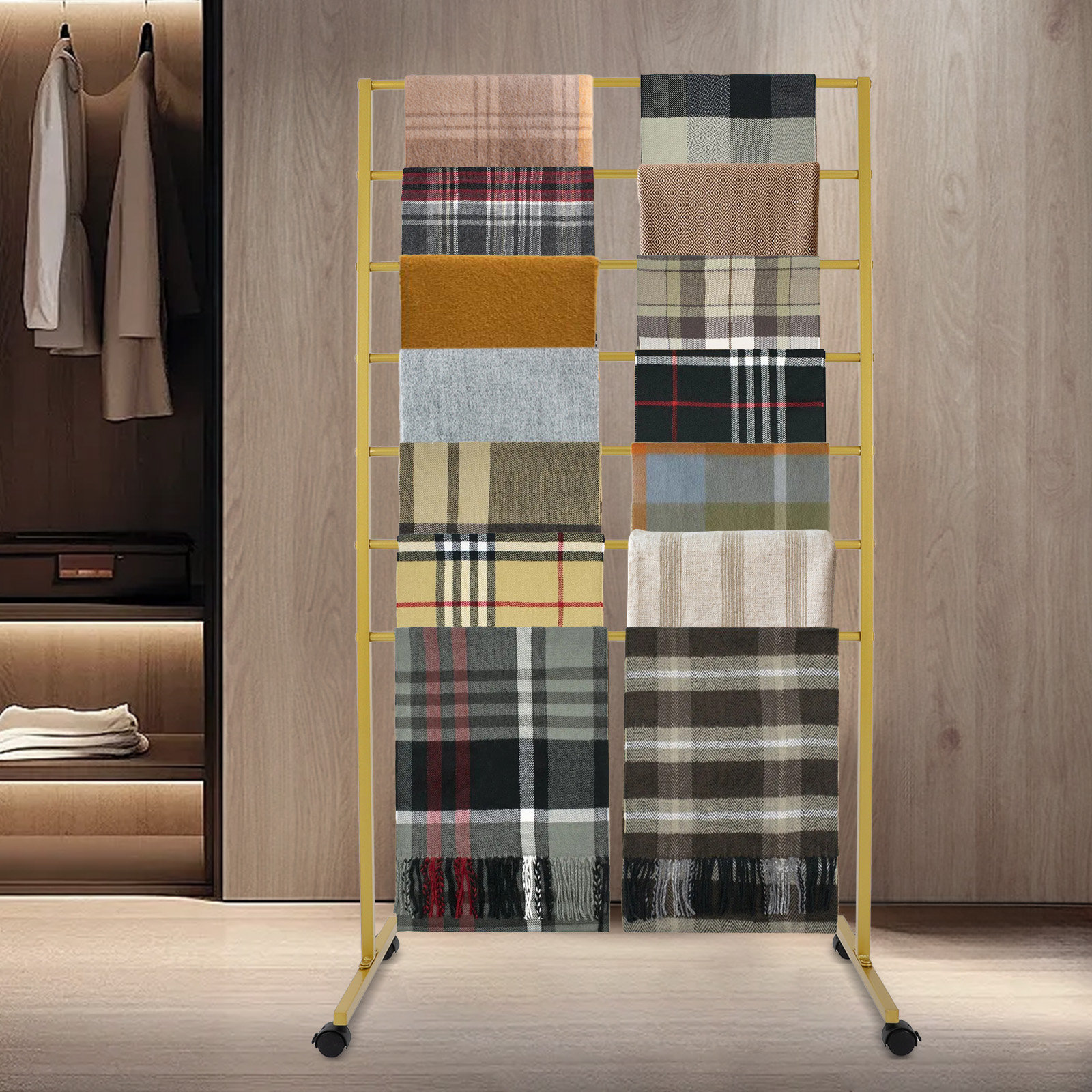 Latitude Run® 7-Tier Freestanding Metal Scarf Holder Display Rack ...