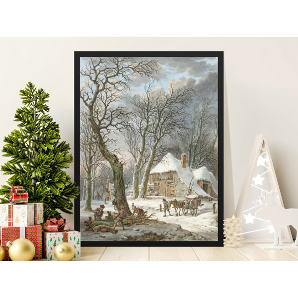 Lark Manor Winter Landscape People Working Near a House Framed Poster ...