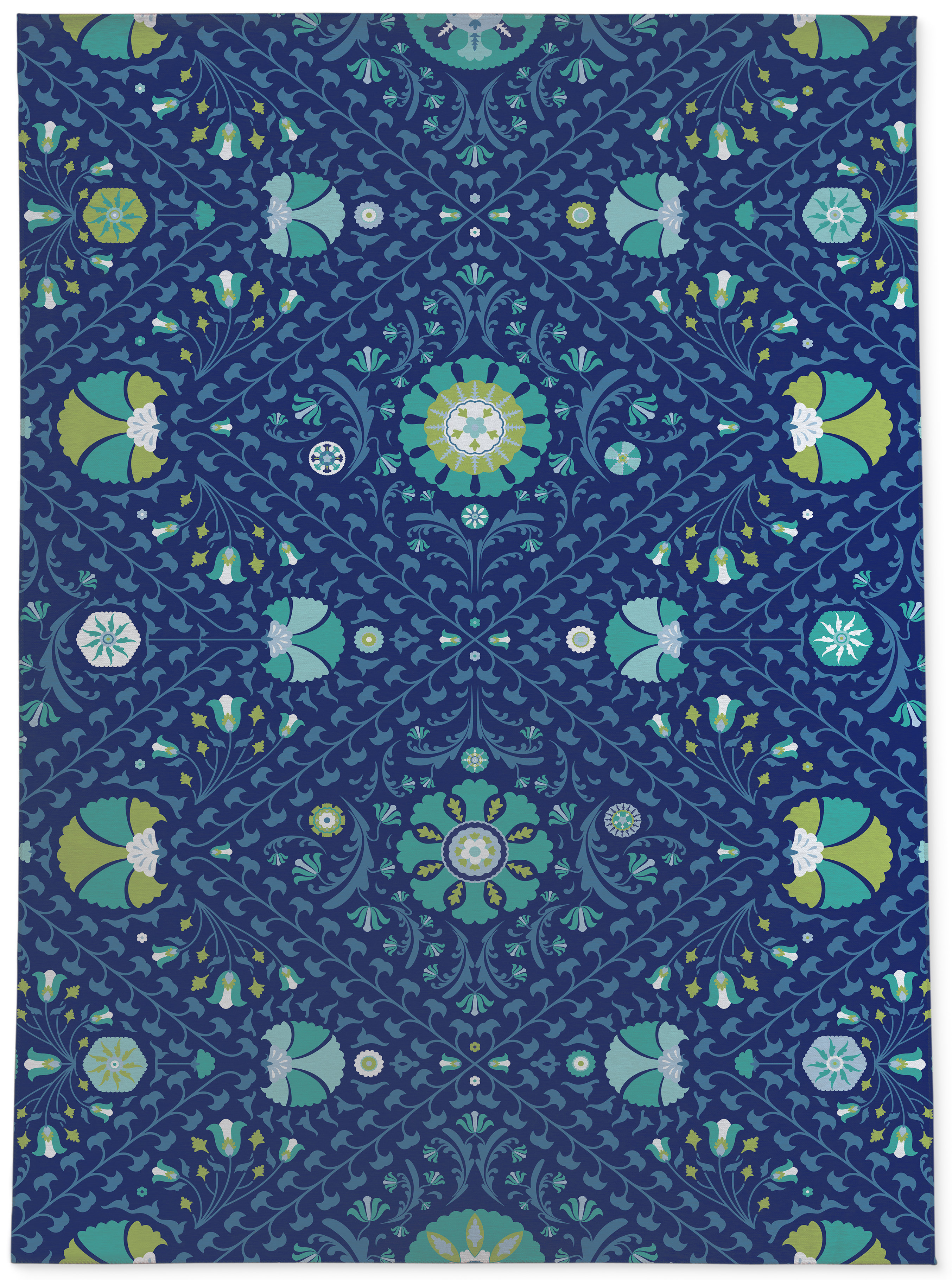 Ebern Designs Auby Floral Blue/Green Area Rug | Wayfair