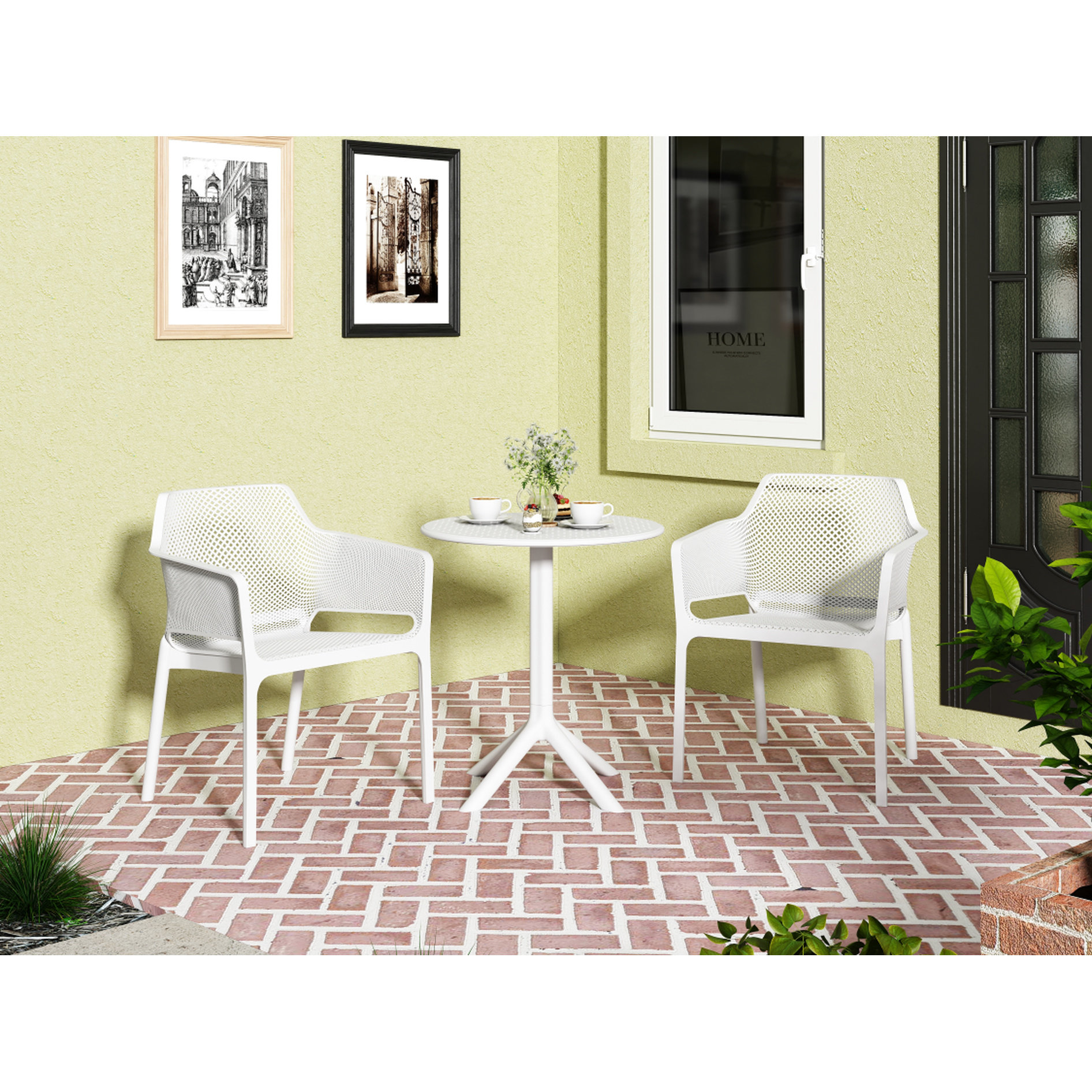 Corrigan Studio® 3 Grey Plastic Bistro Furniture - And , Includes 2 ...