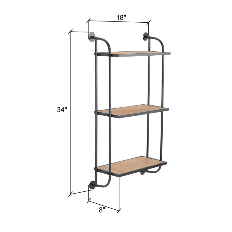 Williston Forge Emery Wood & Metal 3 Tier Wall Shelf & Reviews | Wayfair