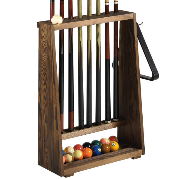 MyGift Solid Wood Floor Pool Cue Rack | Wayfair