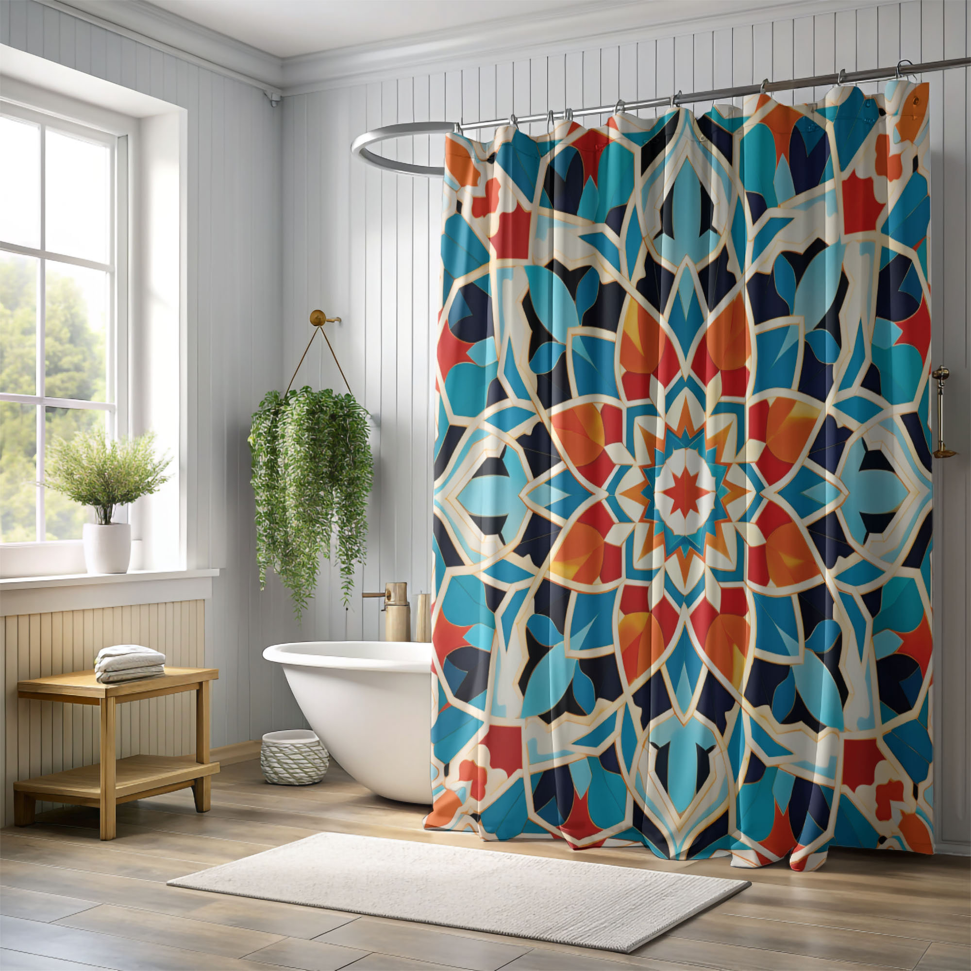 East Urban Home Intricate Arabic Tile Designs - 1 Piece Standard Shower ...
