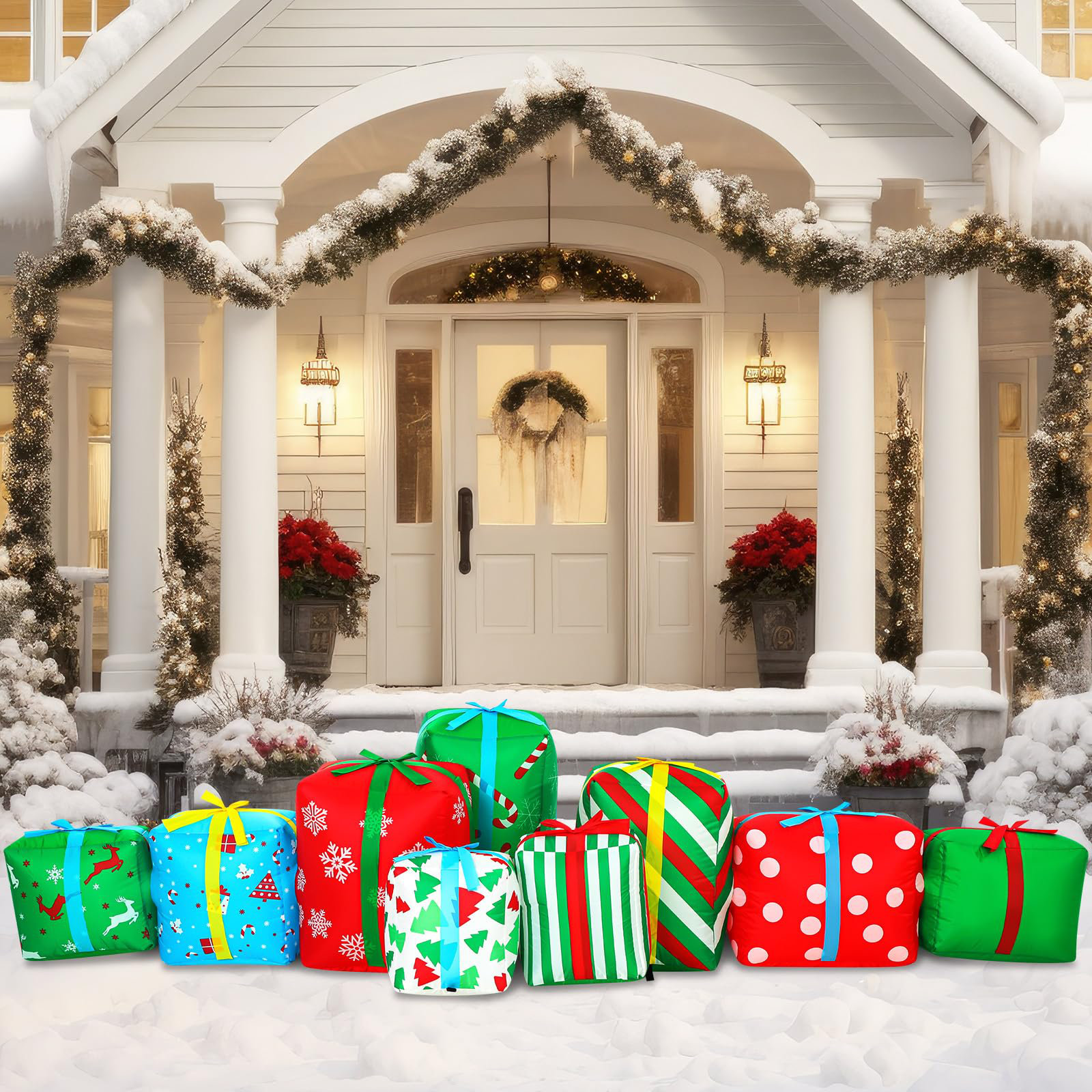 The Holiday Aisle® Christmas Giant Inflatable Gift Boxes with 9 LED ...