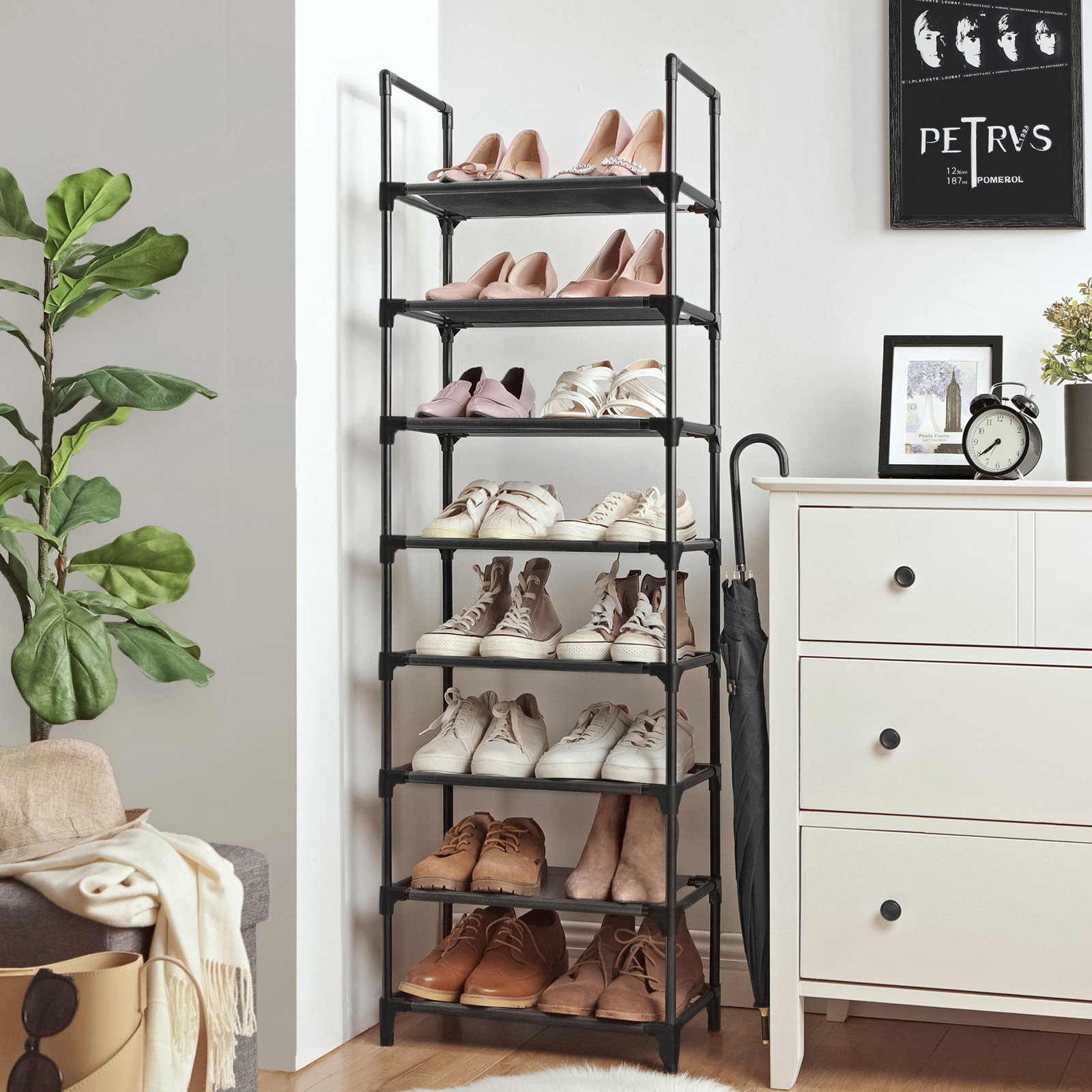 Rebrilliant Shoe Rack, Shoe Tower, 8-Tier Shoe Shelf Organizer, 16-20 ...