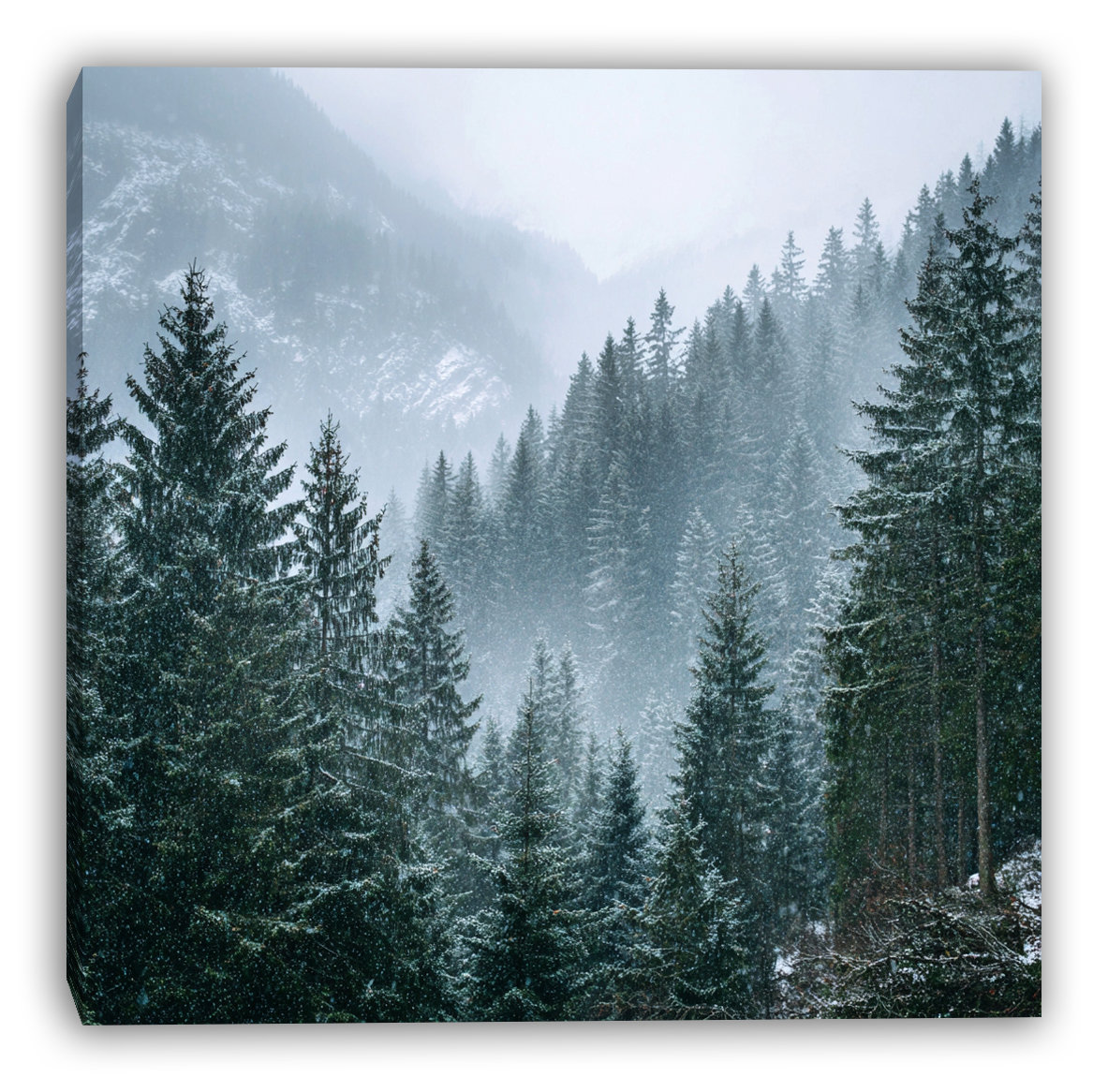Ophelia & Co. Misty Mountain Forest Snowfall-Wrapped Canvas Wall Art ...