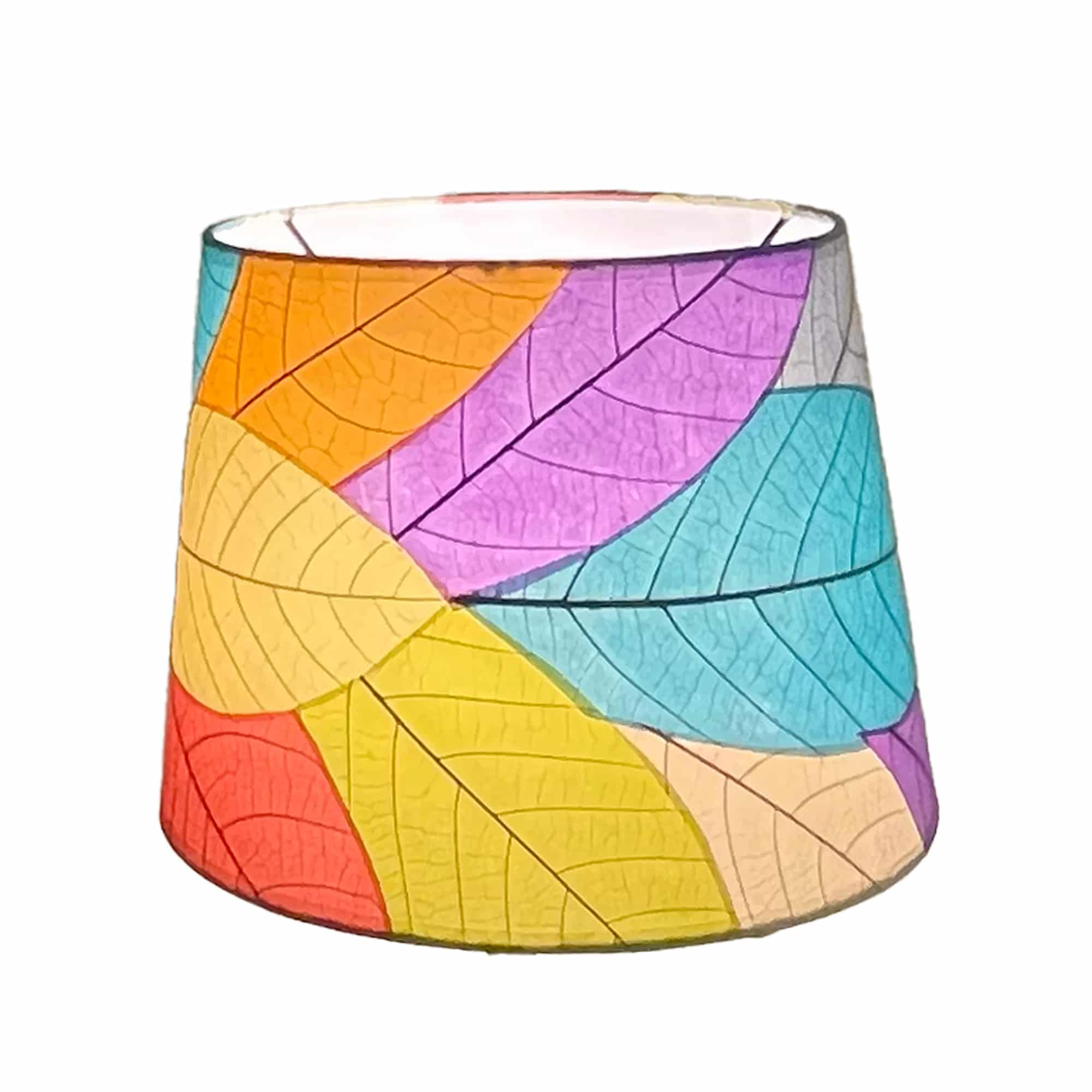 Bayou Breeze Real Leaf Drum Lamp Shade in Red/Blue/Pink | Wayfair