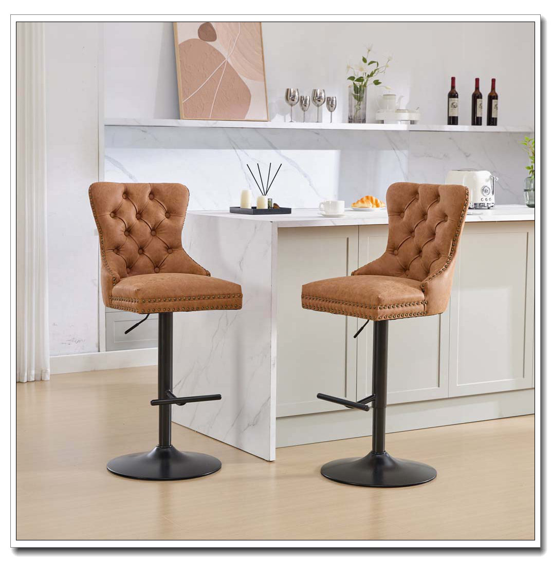 Corrigan Studio® PU Faux Leather Upholstered 360°Swivel Adjustable ...