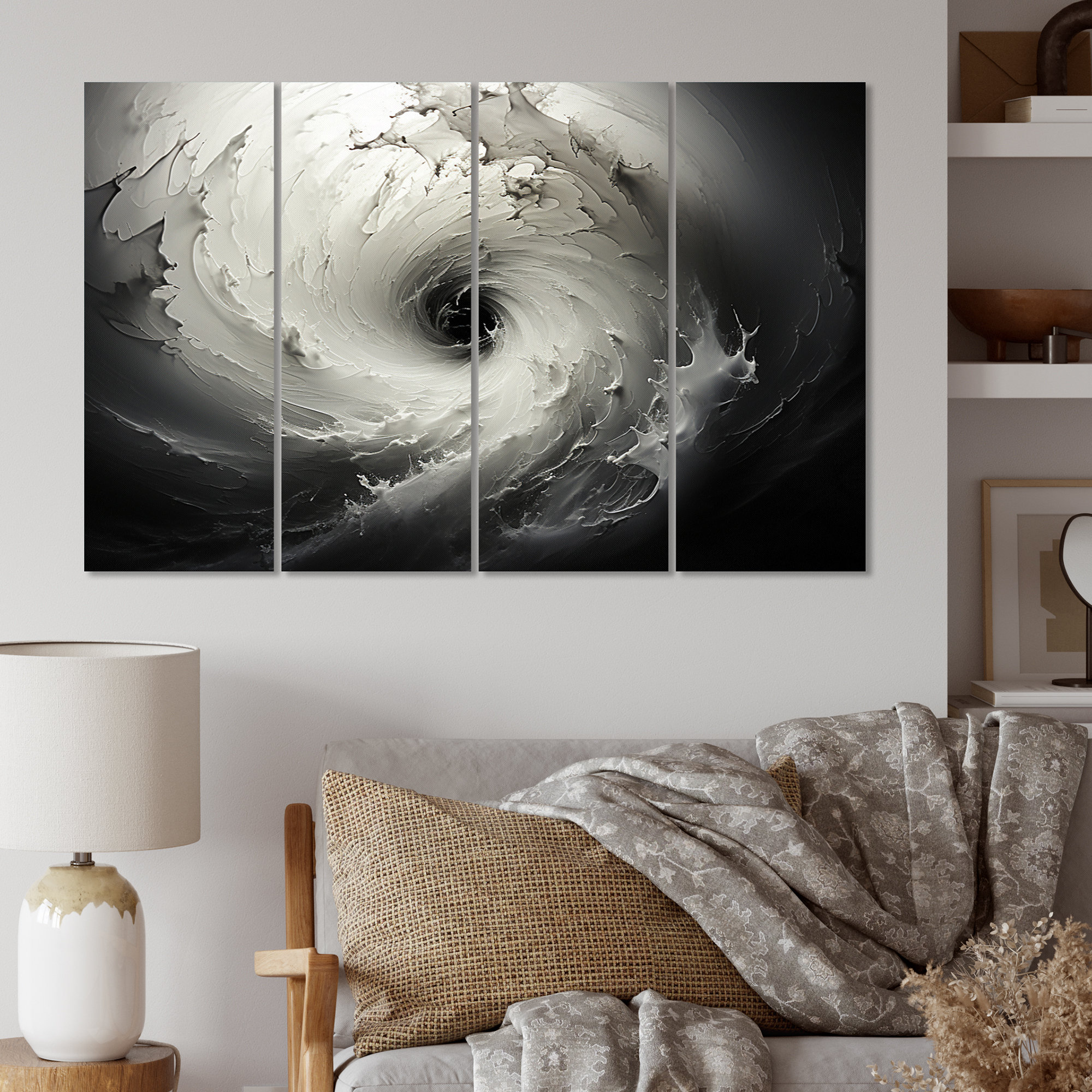 Wrought Studio Grey Abstract Whirlwind Storm III - Landscapes Wall Art ...