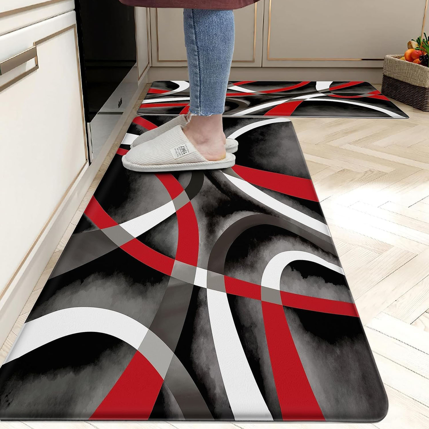 Ivy Bronx Ed Kitchen Rugs Modern Abstract Circle Anti Fatigue Kitchen ...