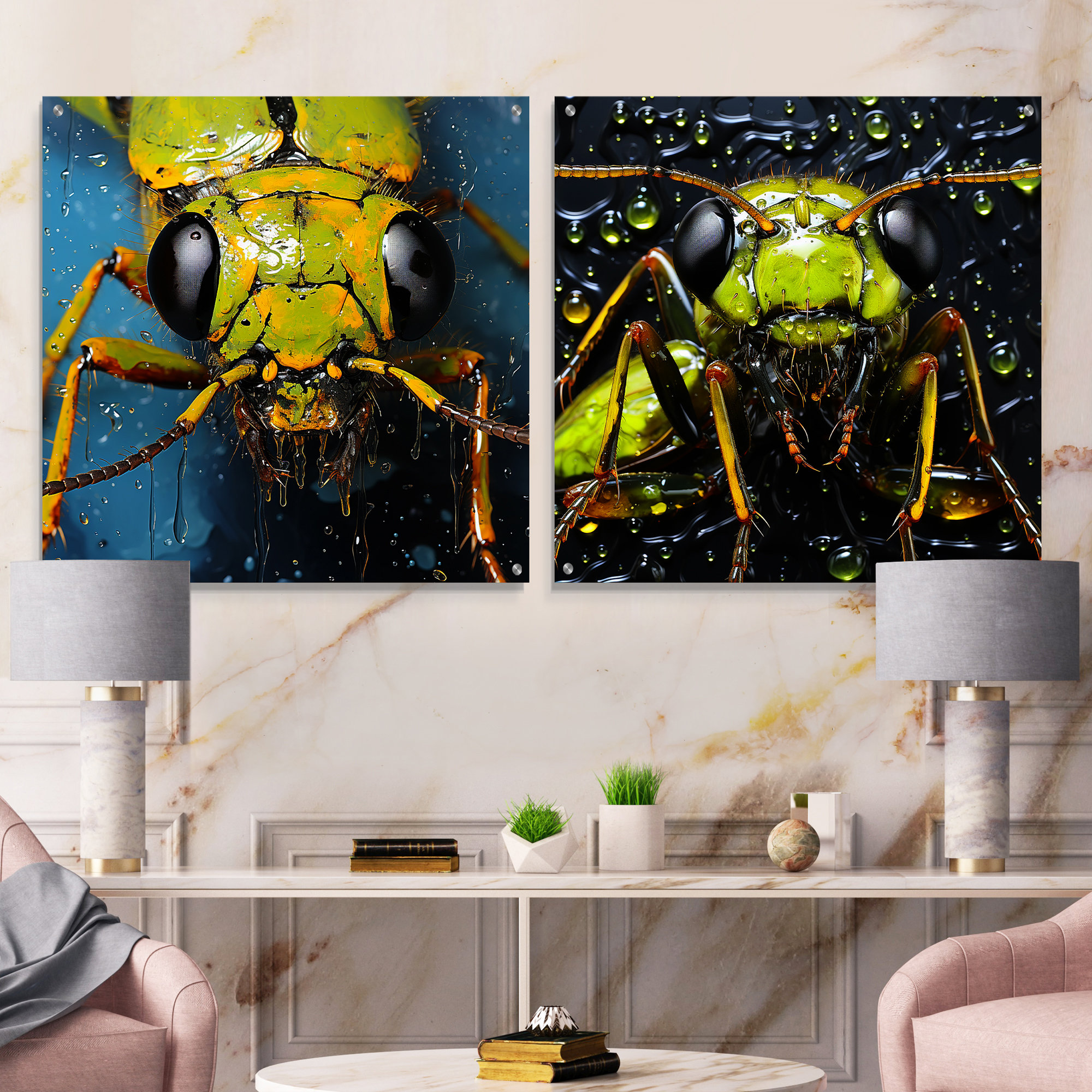 Latitude Run® Neon Pioneers Yellow Ant - Ant Acrylic Wall Art Glass Set ...