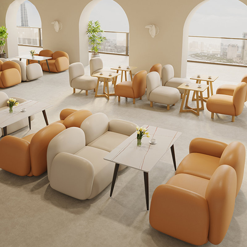 Canadian Linen Nordic Simple Cafe Restaurant Soft Benches Faux Leather ...