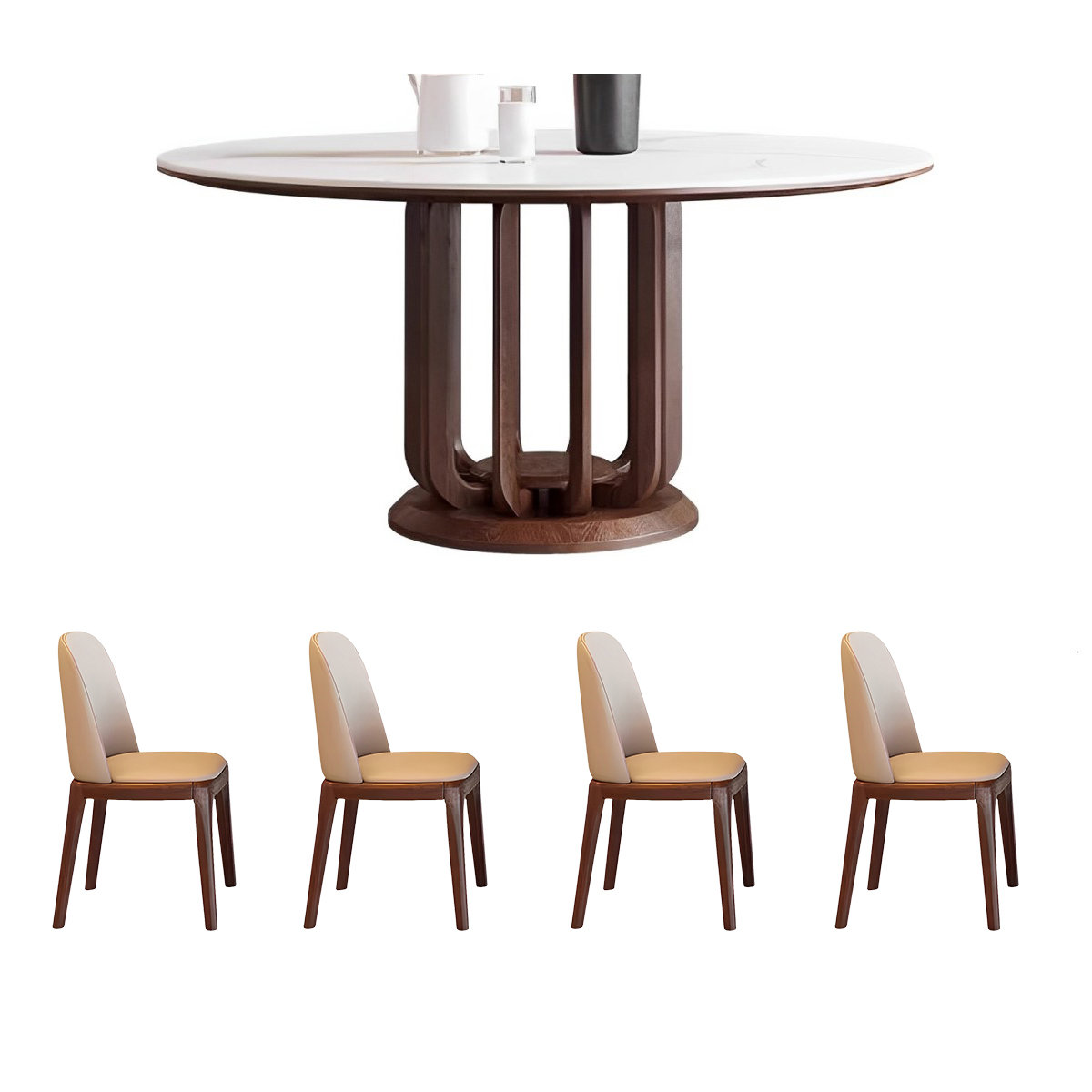 Pakloer Simple round rock plate dining table and chair set | Wayfair