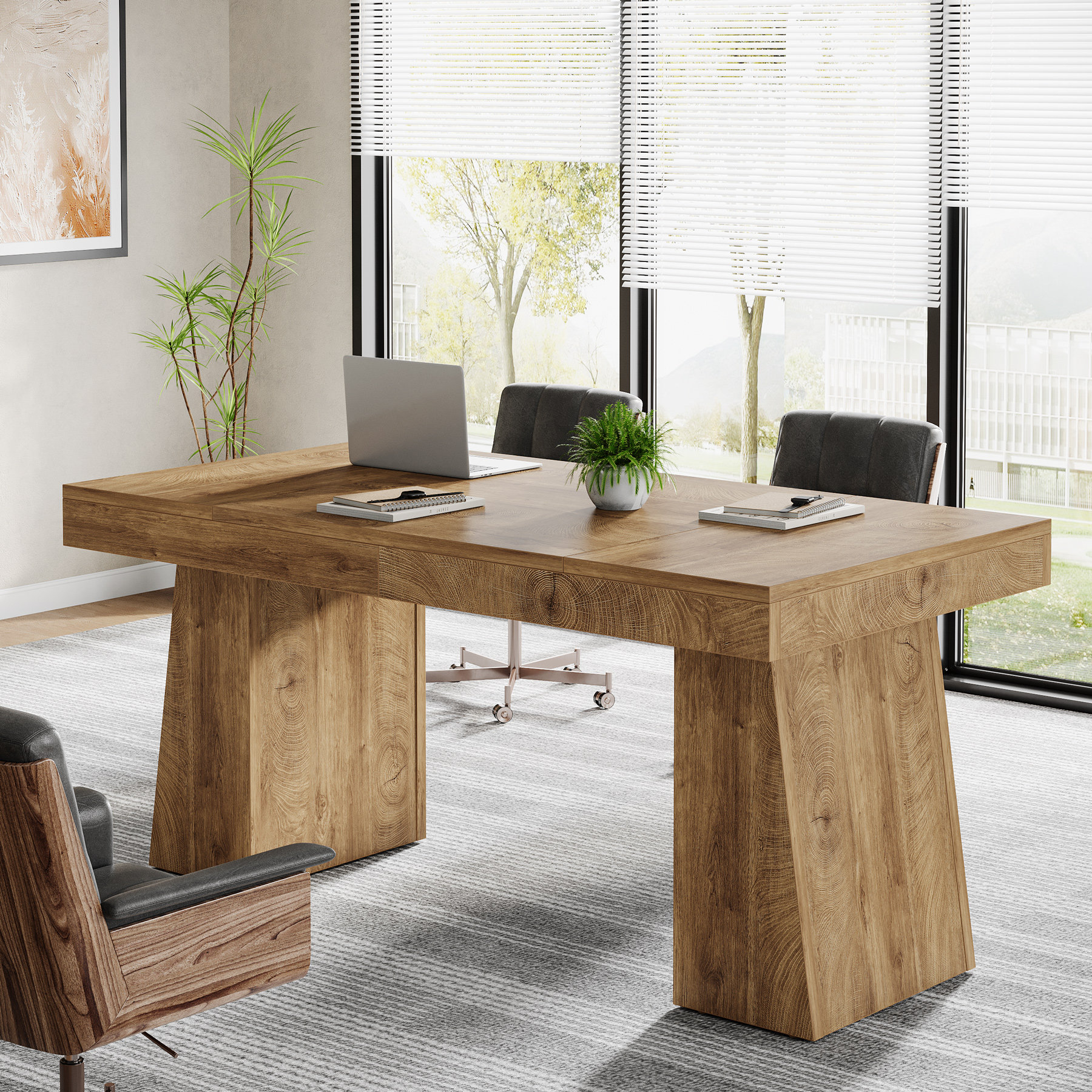 Millwood Pines 55-Inch Conference Meeting Table, Wood Seminar Desk for ...
