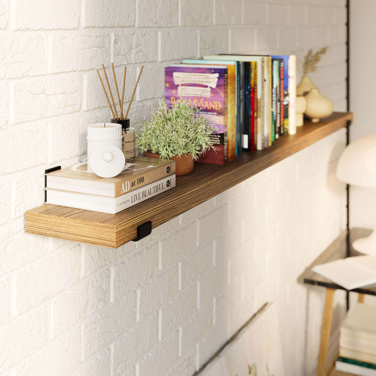 Loon Peak® 60" x 7.25" Wooden Book Shelves, Long Shelf for Wall ...
