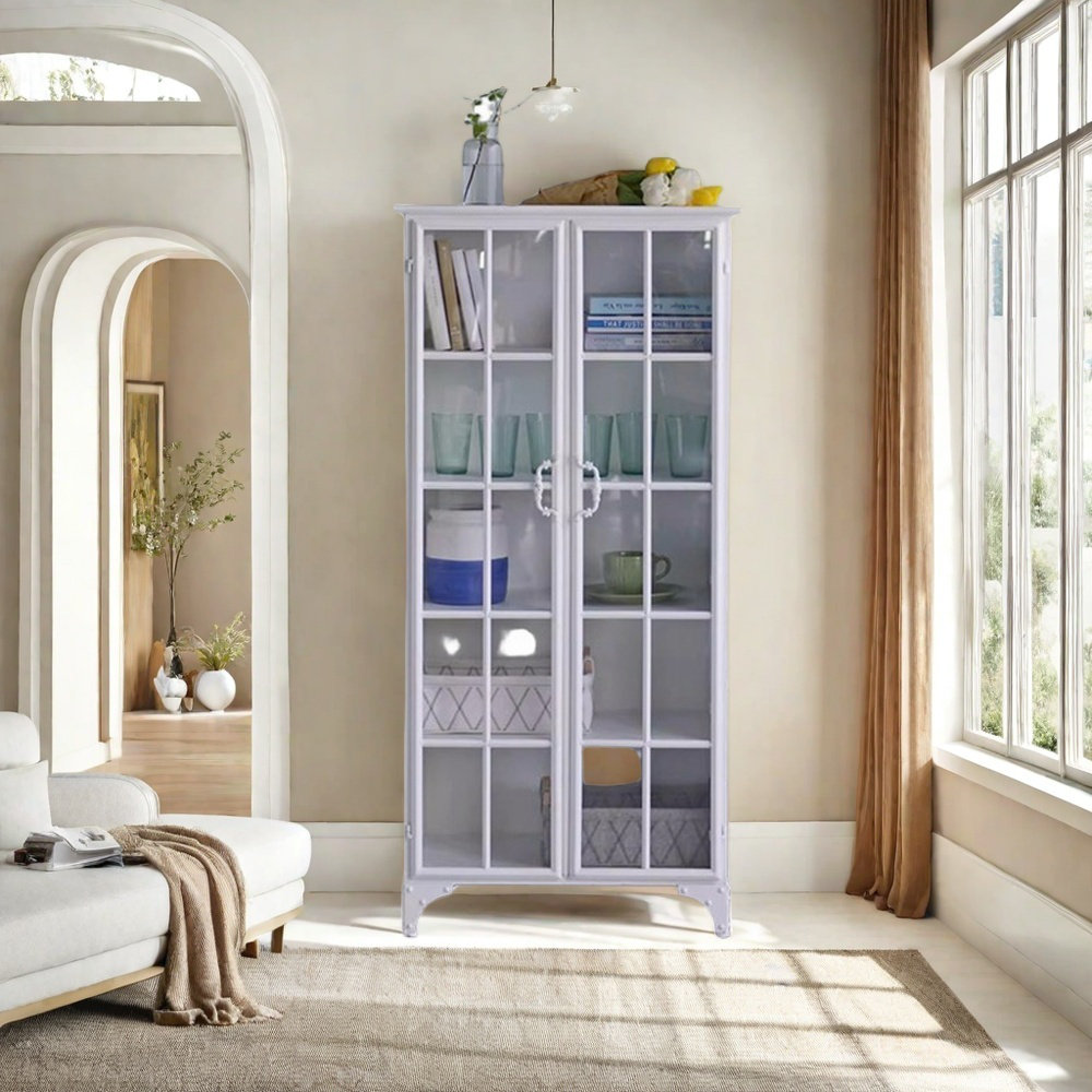 Parttlion French country style iron art glass door bookcase - Wayfair ...