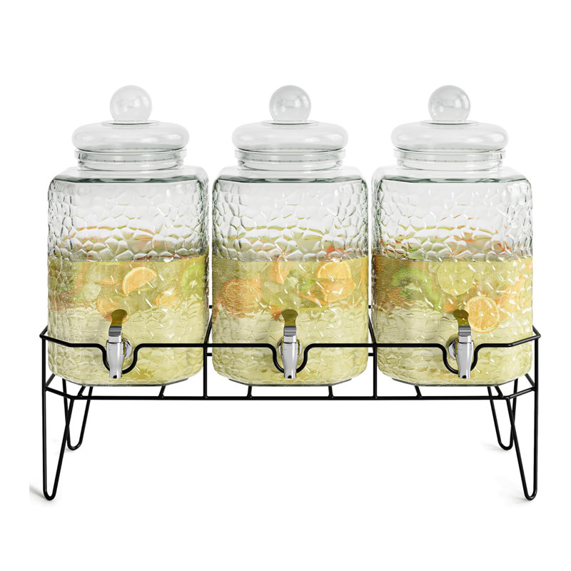 Latitude Run® Hamburg Triple Dispenser Set With Stand - 1.5 Gallons ...