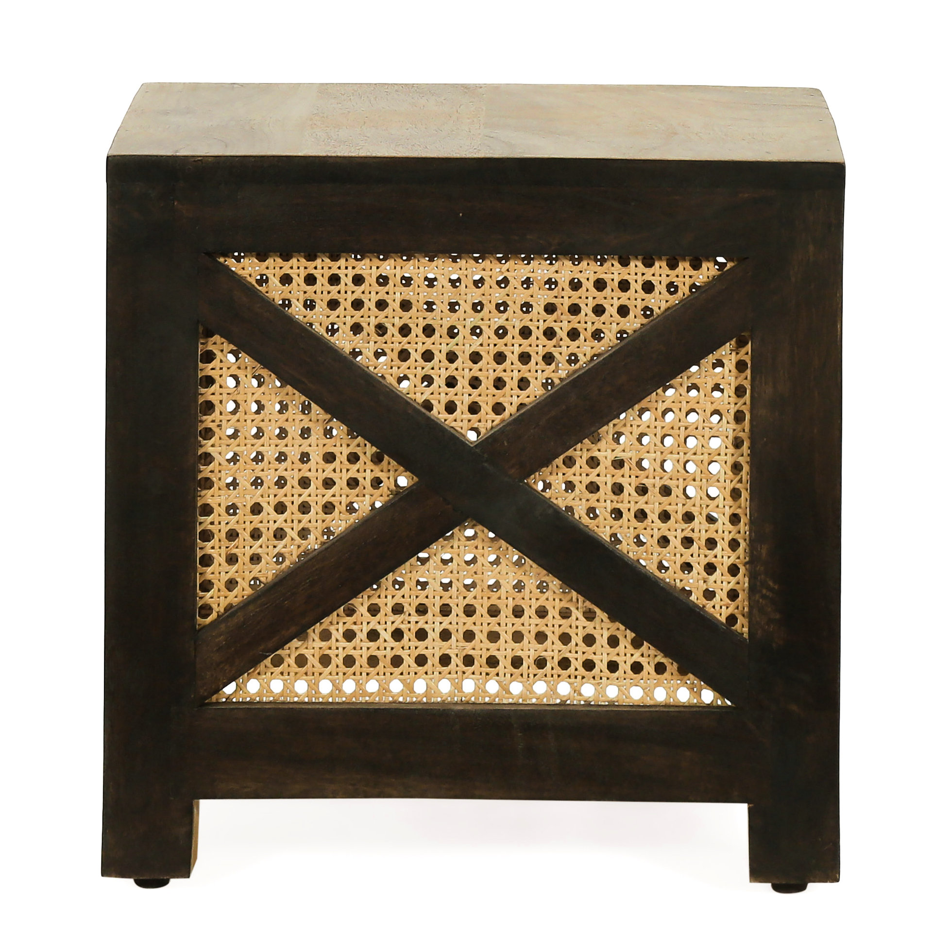 Dakota Fields Mango Wood And Cane Cube - Decorative Focus Piece With ...