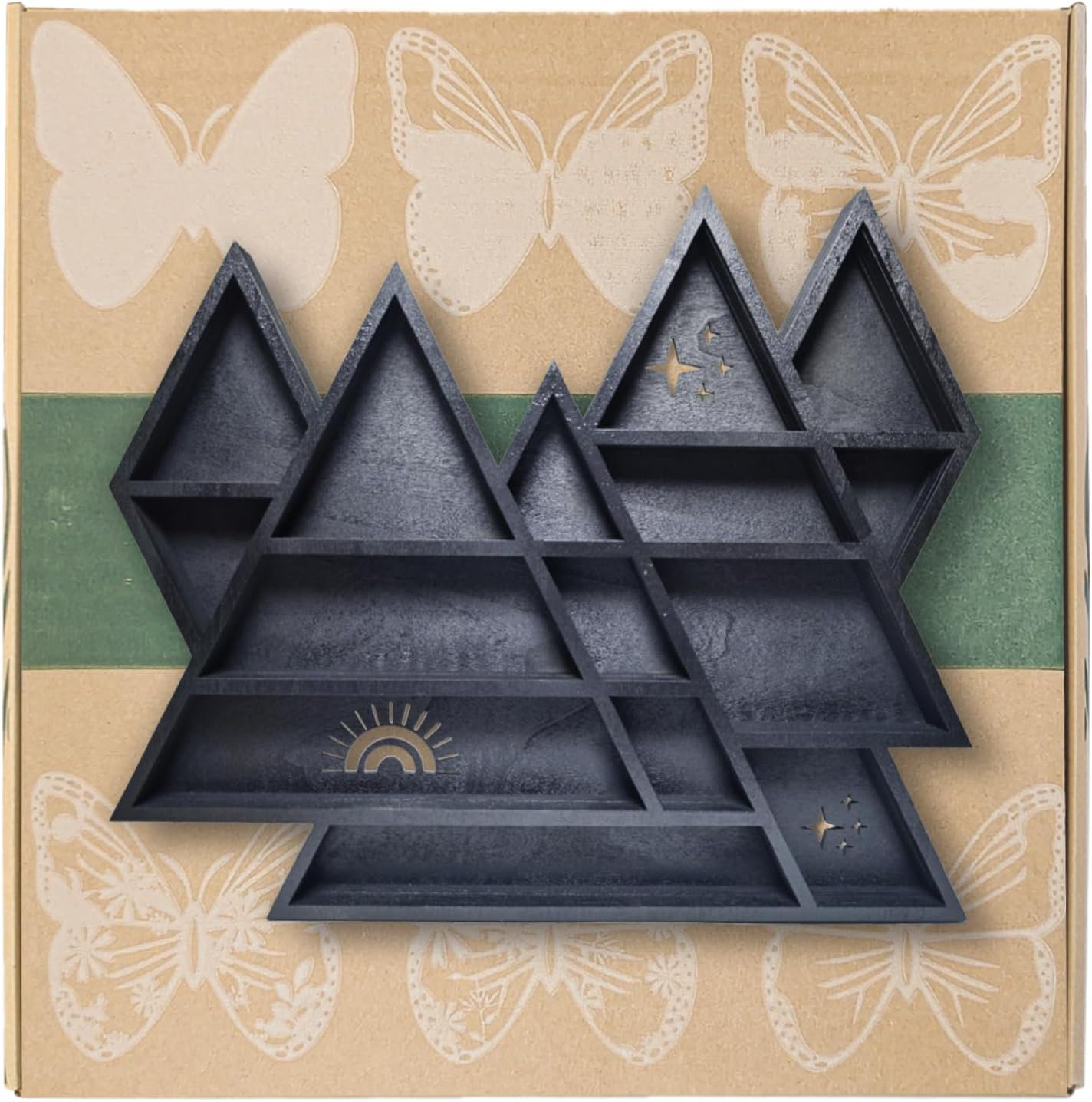 Dakota Fields Mountain Crystal Shelf Wall Display - Wooden Triangle ...