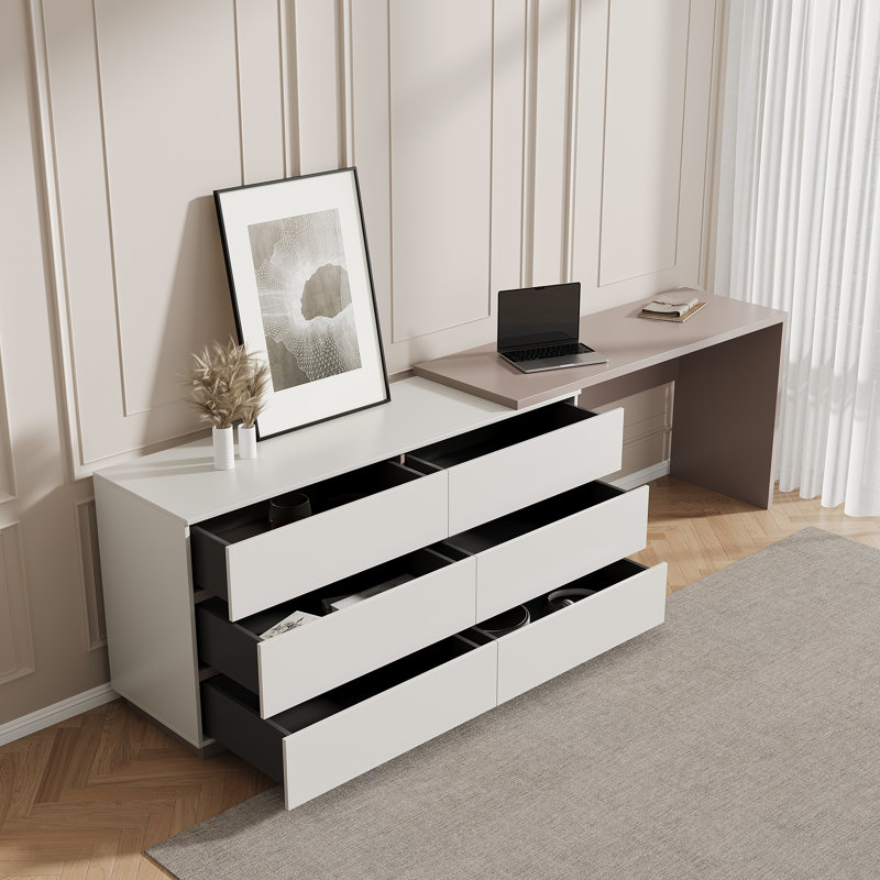 Ivy Bronx Teracure Home Office Expandable Dresser Desk Combo | Wayfair