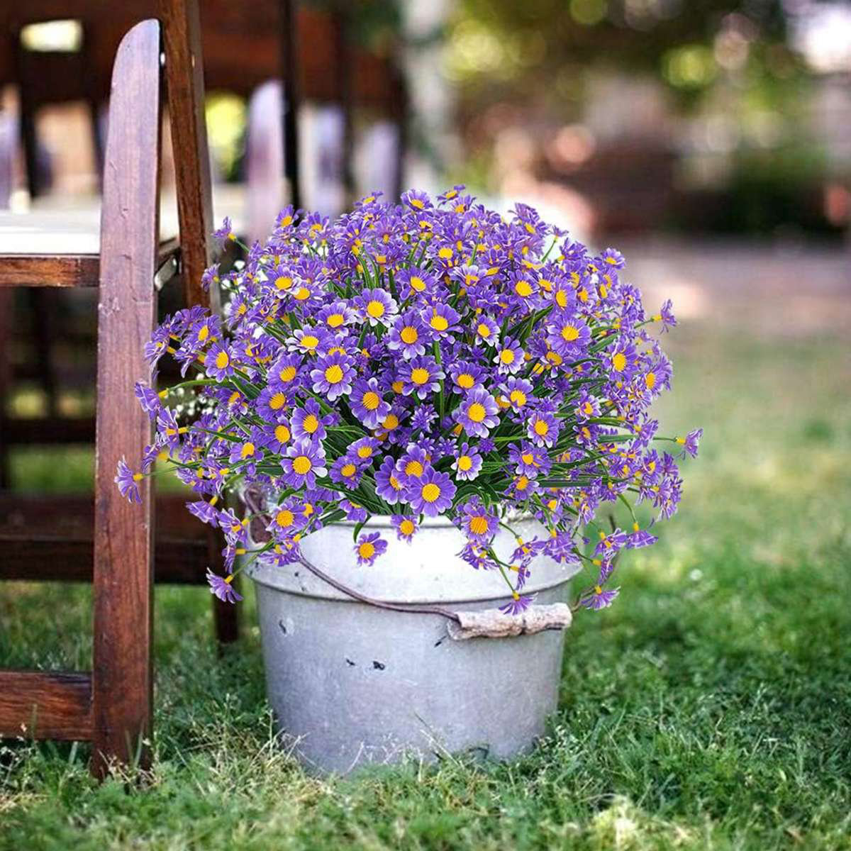 Primrue 4 Bundles Artificial Daisies Flowers Outdoor Plants Faux Flower ...